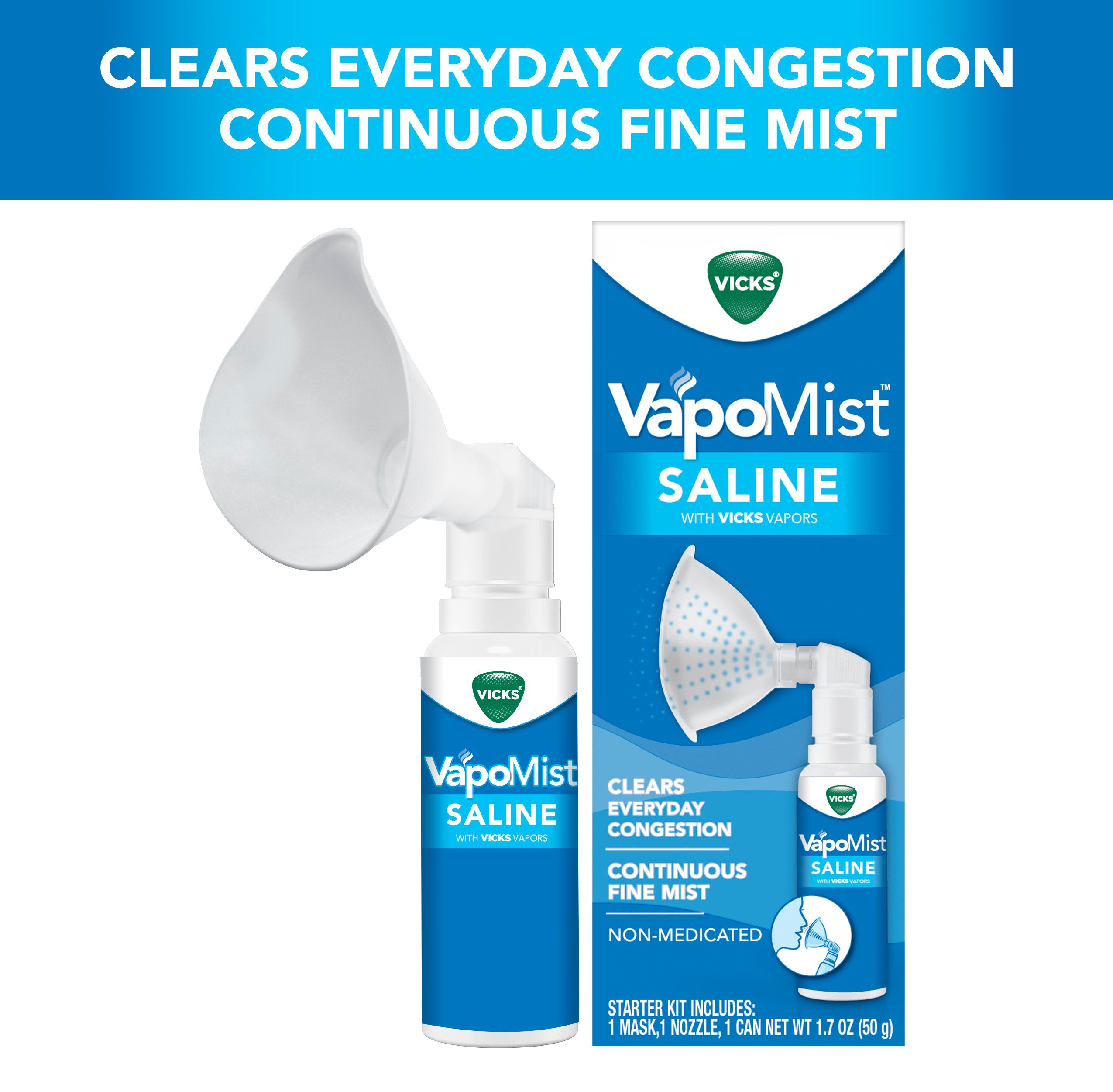 Vicks VapoMist Saline, Gentle Mist With Soothing Vicks Vapors, Non ...