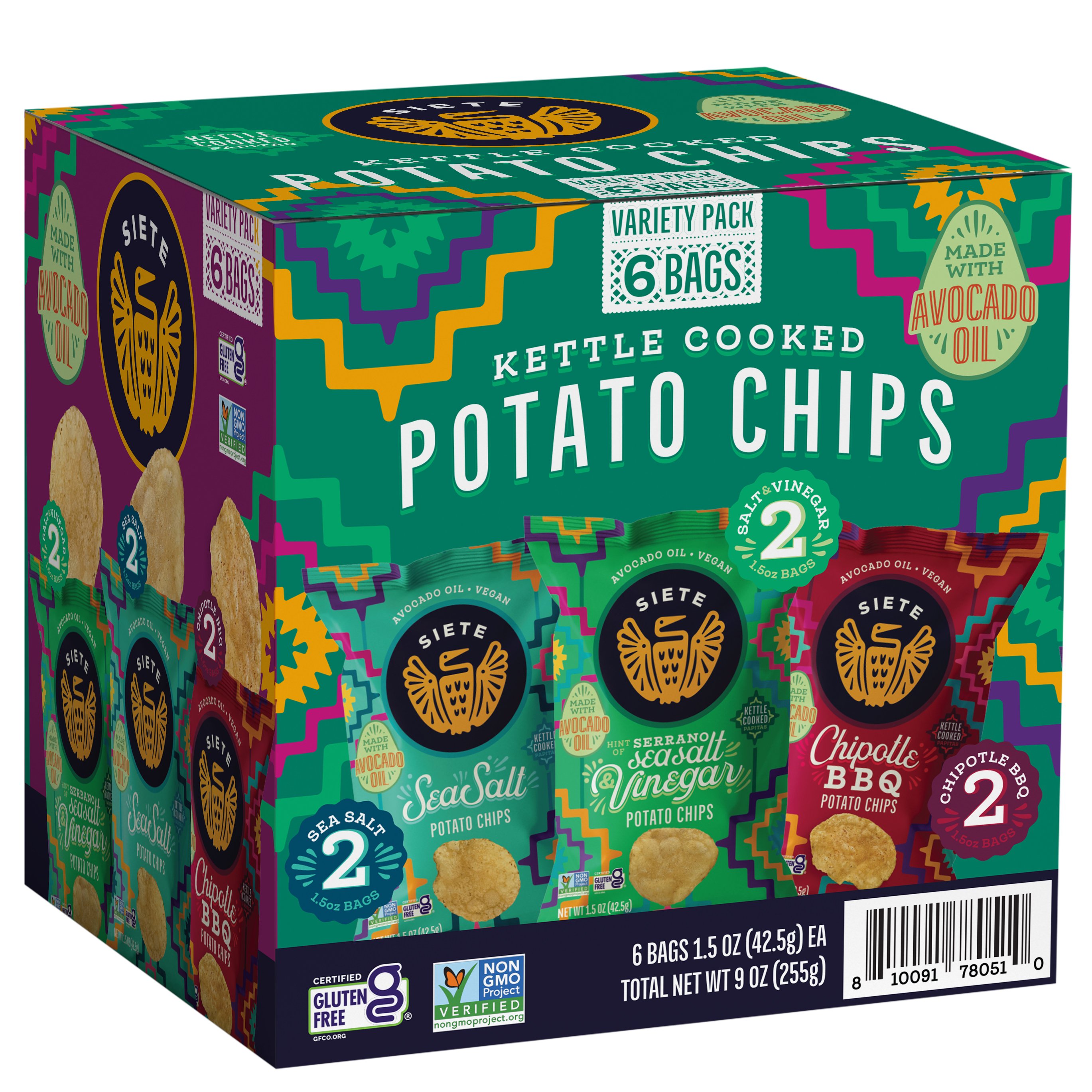 Siete Kettle Cooked Potato Chips Variety Pack 1.5 oz Bags - Shop Chips ...