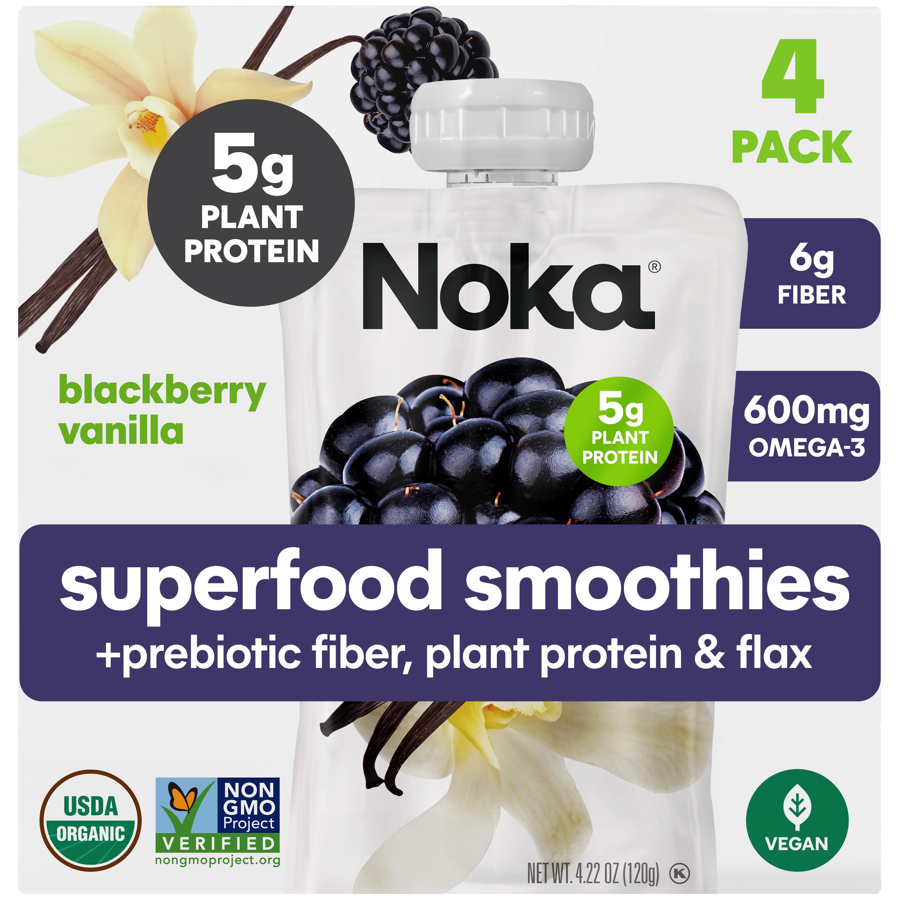 Noka Superfood Smoothie Pouches - Blackberry Vanilla - Shop Apples at H-E-B