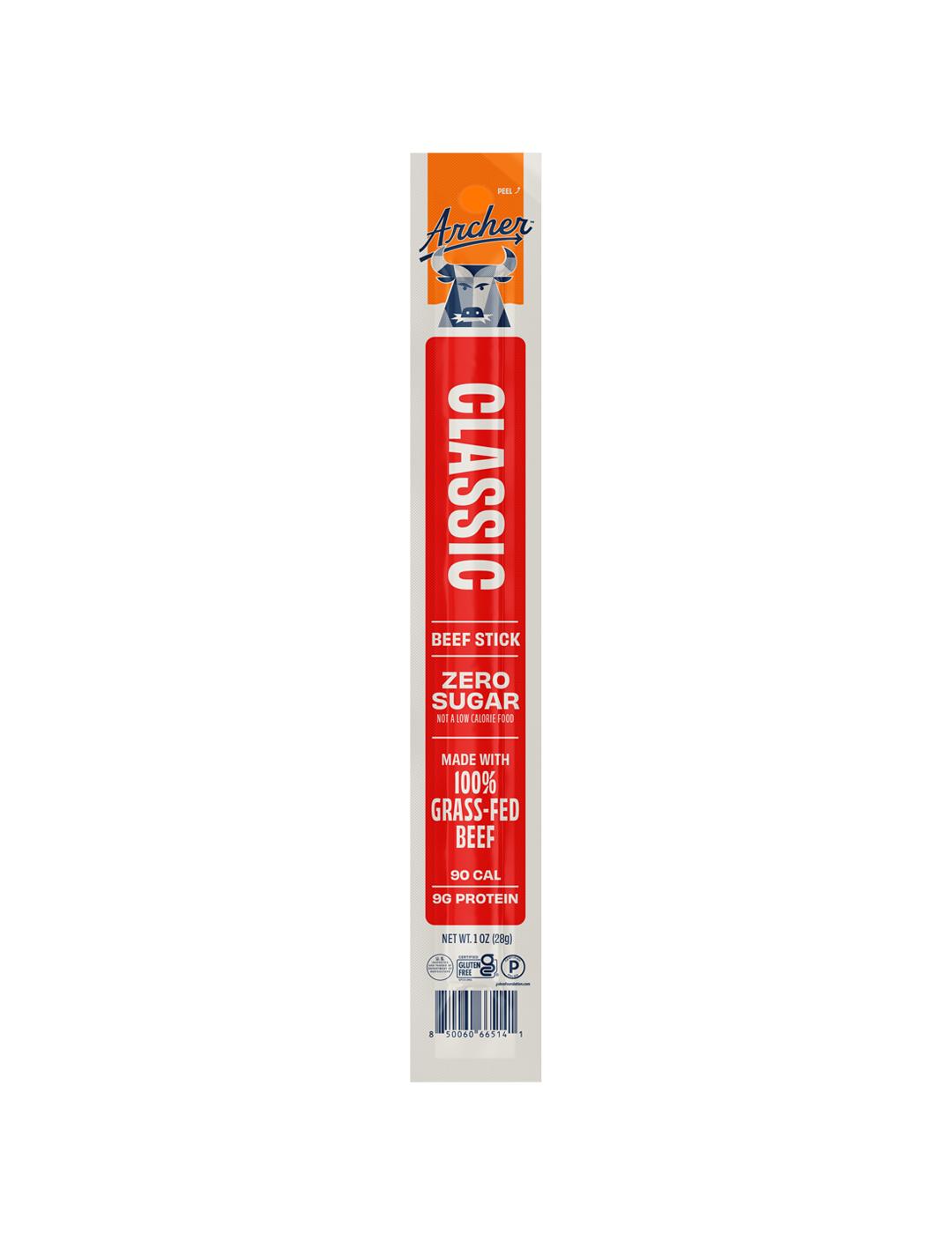 Archer Full Size Zero Sugar 9g Protein Grass-Fed Beef Sticks - Classic ...