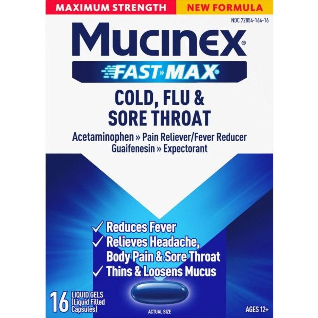 Mucinex Fast Max Cold Flu & Sore Throat Pain Relief Liquid Gels - Shop ...