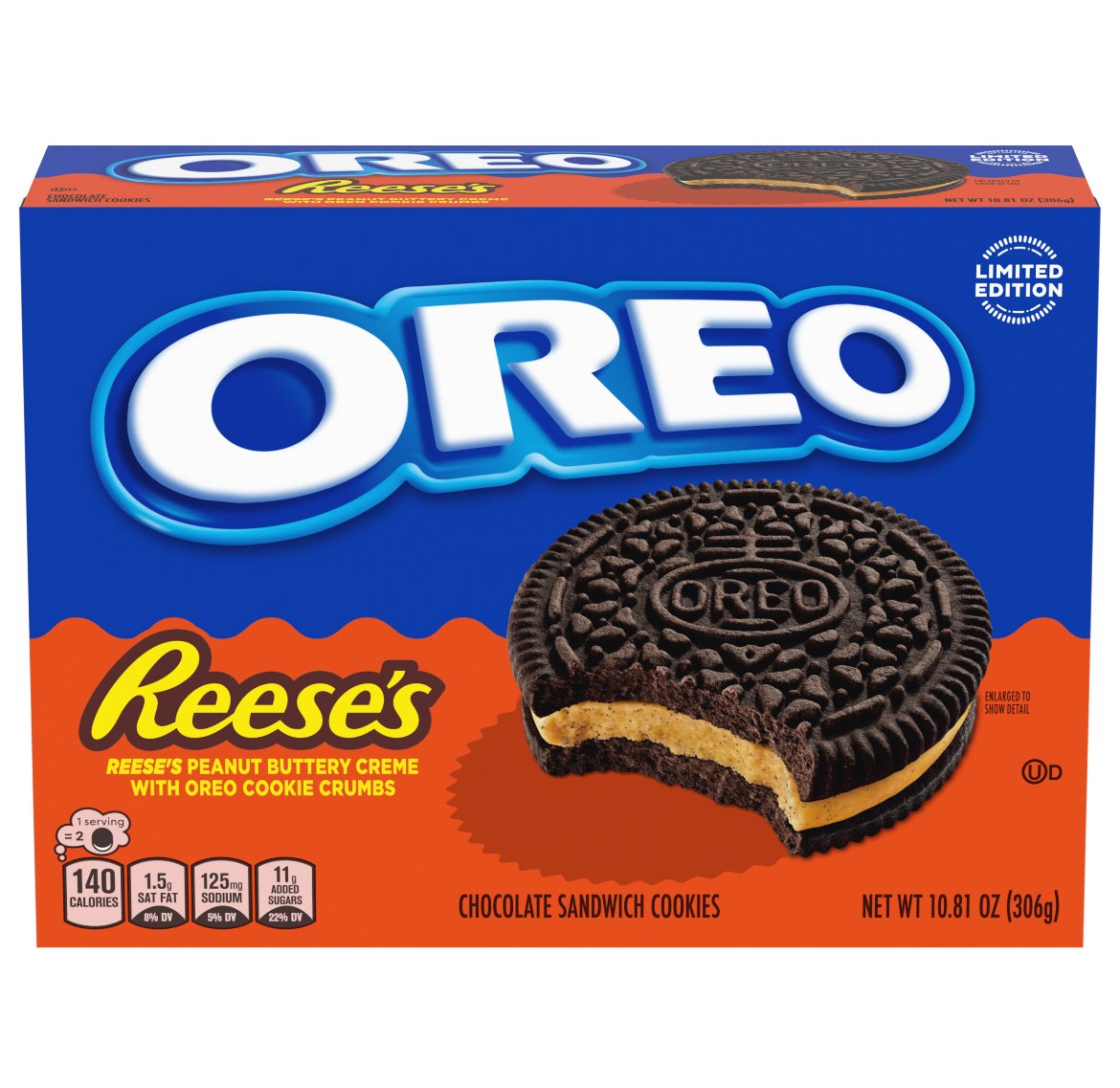 OREO Limited Edition Reese’s Peanut Buttery Creme Chocolate Sandwich ...