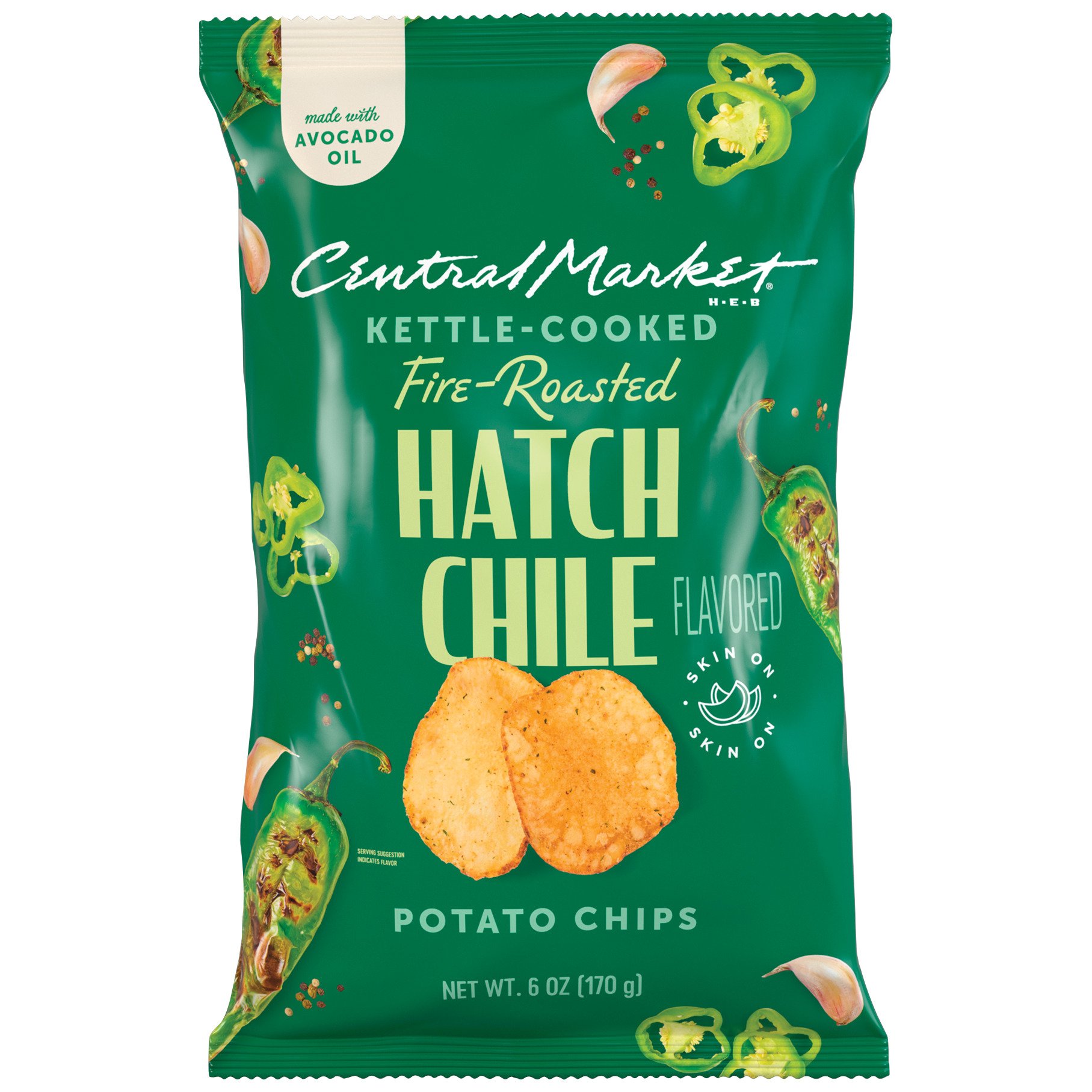 Central Market Kettle-Cooked Potato Chips - Hatch Chile - Shop Chips at ...