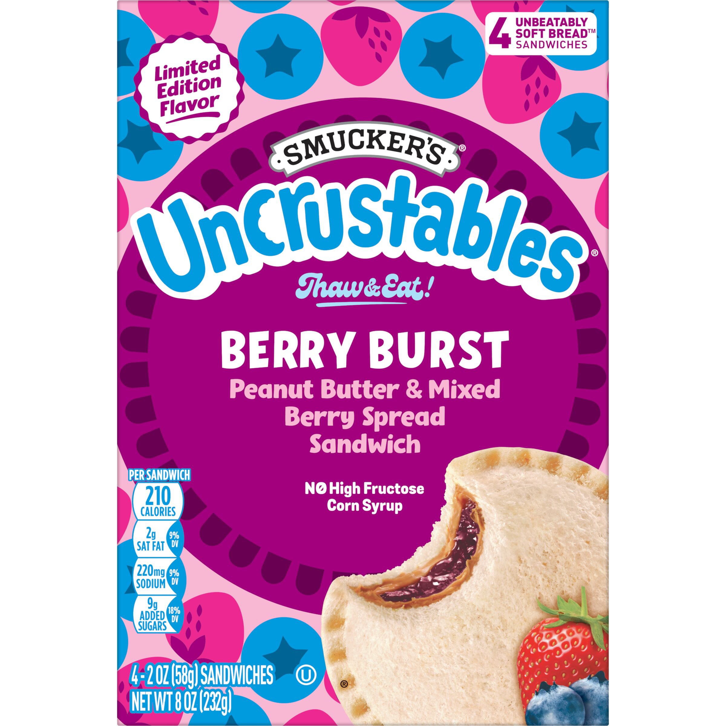 Smucker's Uncrustables Berry Burst Frozen Sandwiches - Peanut Butter ...