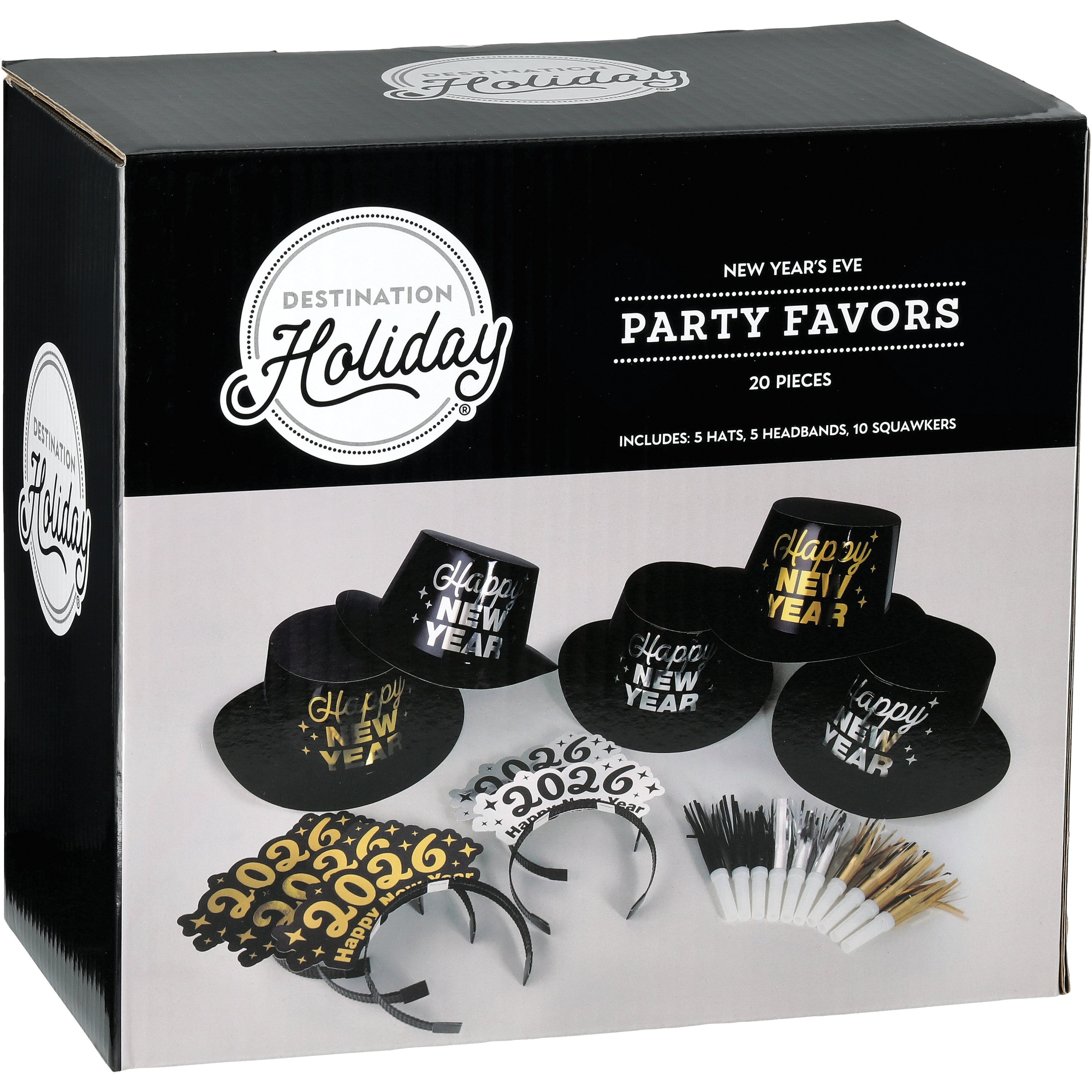 Destination Holiday New Year's Eve 10-Person Party Kit - Black Gold ...