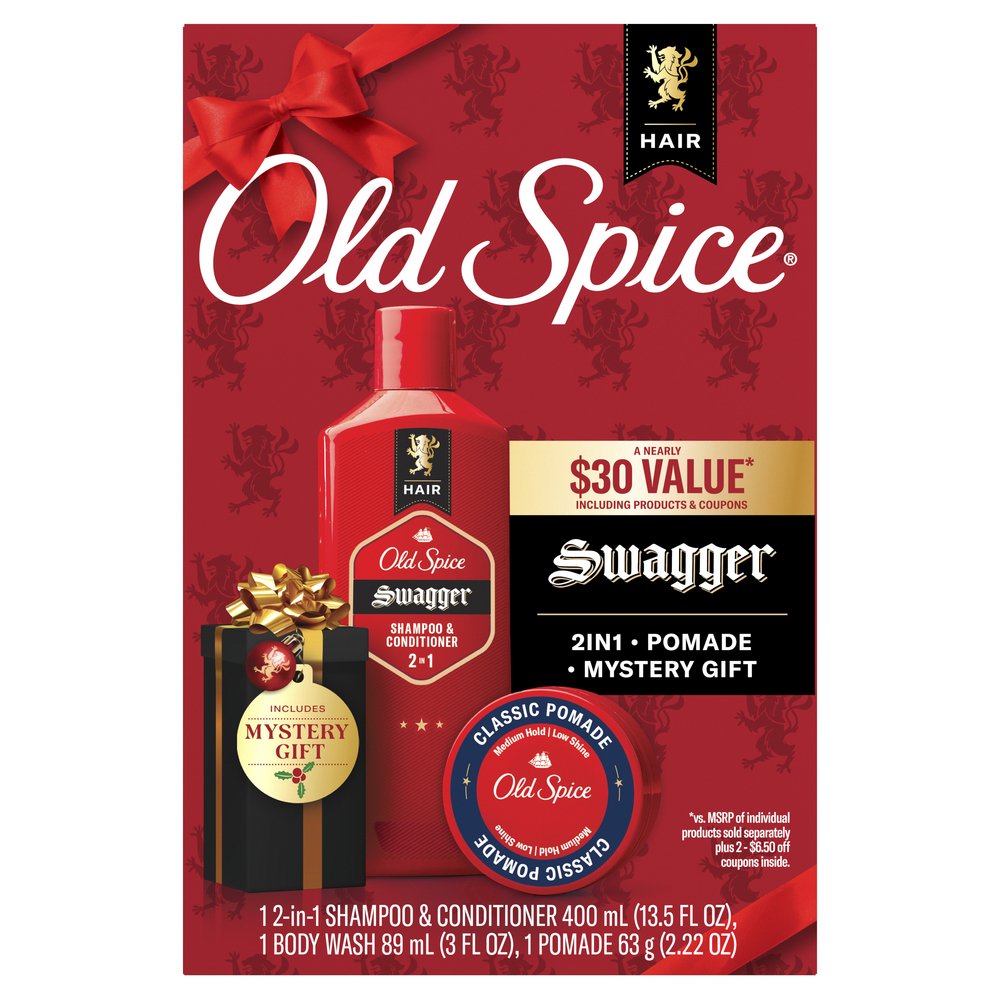 Old Spice Swagger 2-in-1 Shampoo & Conditioner, Pomade & Body Wash Gift ...