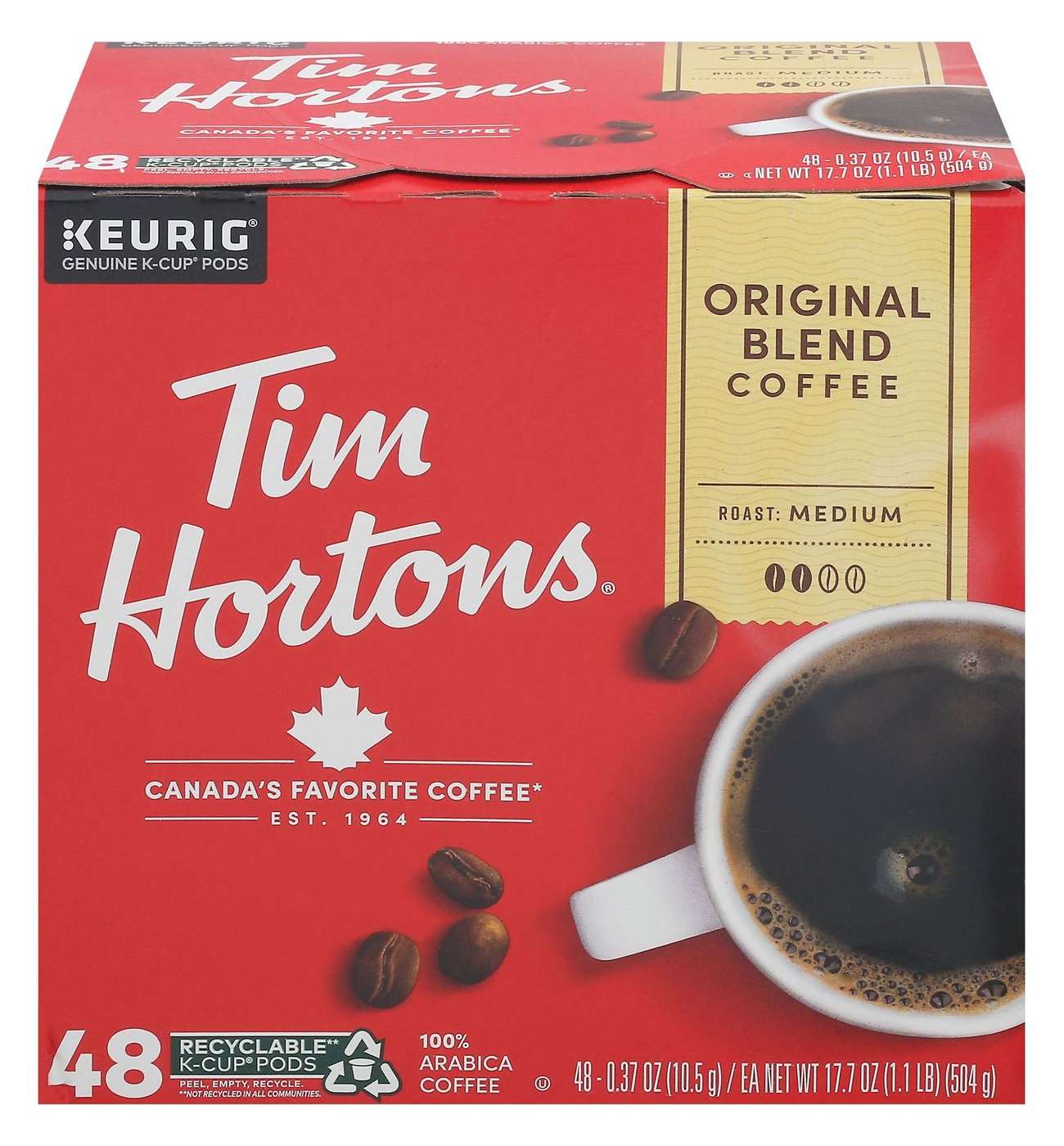 Tim Hortons Original Blend Medium Roast Single Serve Coffee K Cups ...