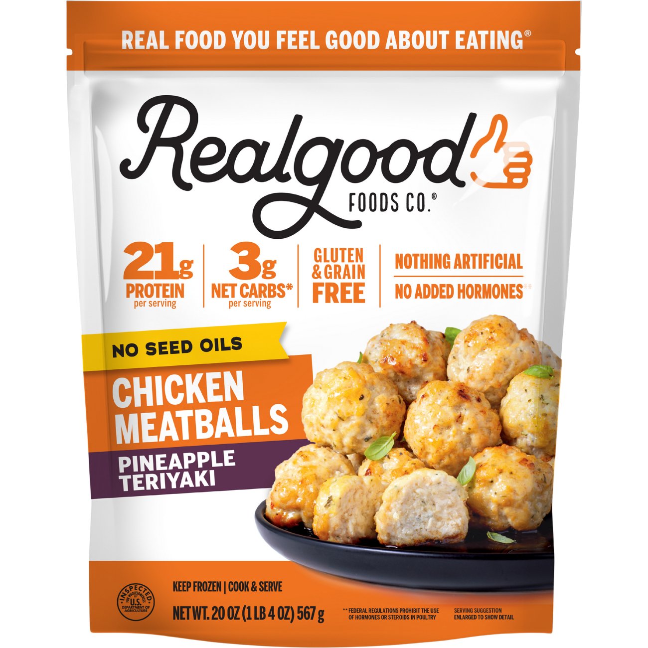 Real Good Foods Co. Frozen Pineapple Teriyaki Chicken Meatballs - Shop ...