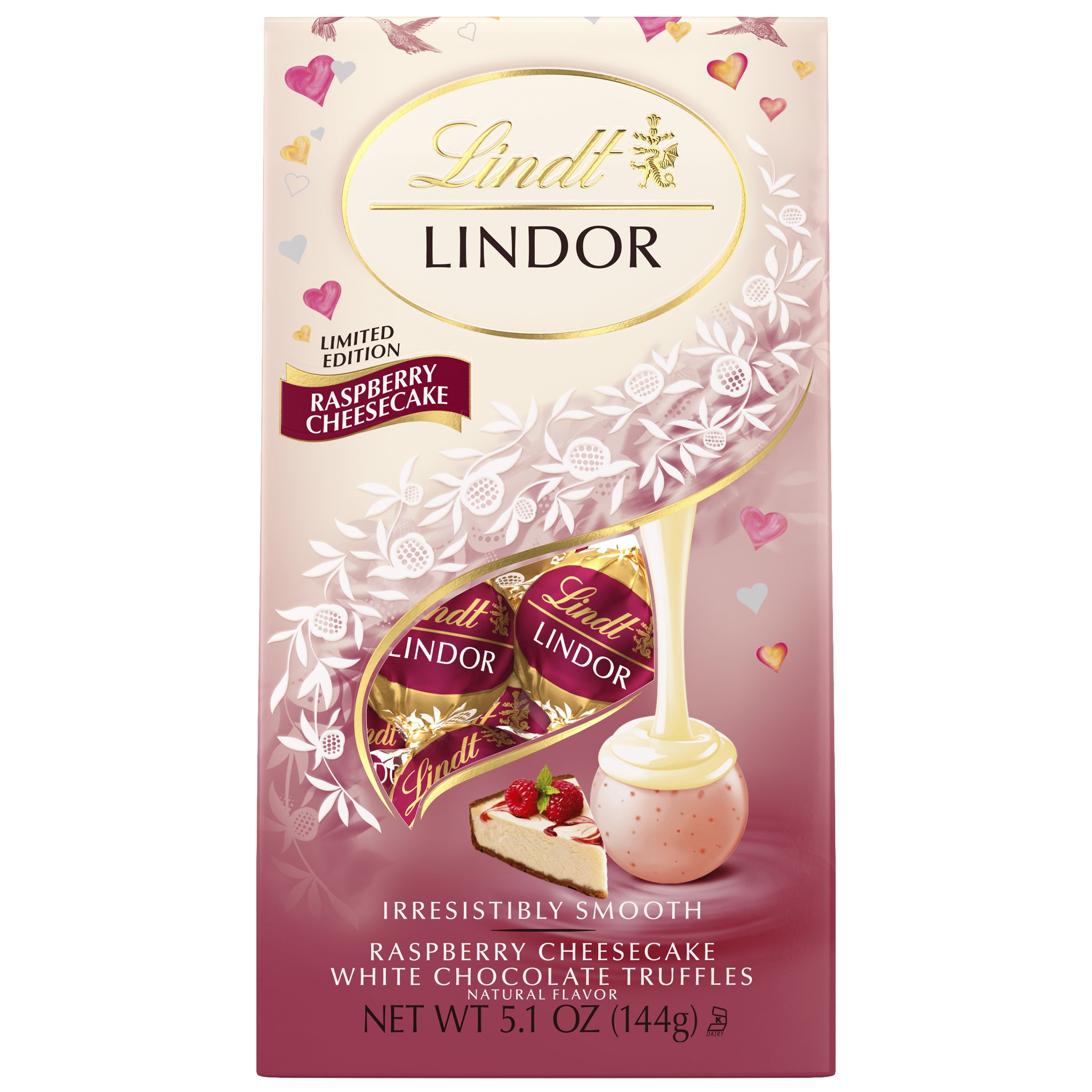 Lindt Lindor Raspberry Cheesecake White Chocolate Valentine's Truffles ...