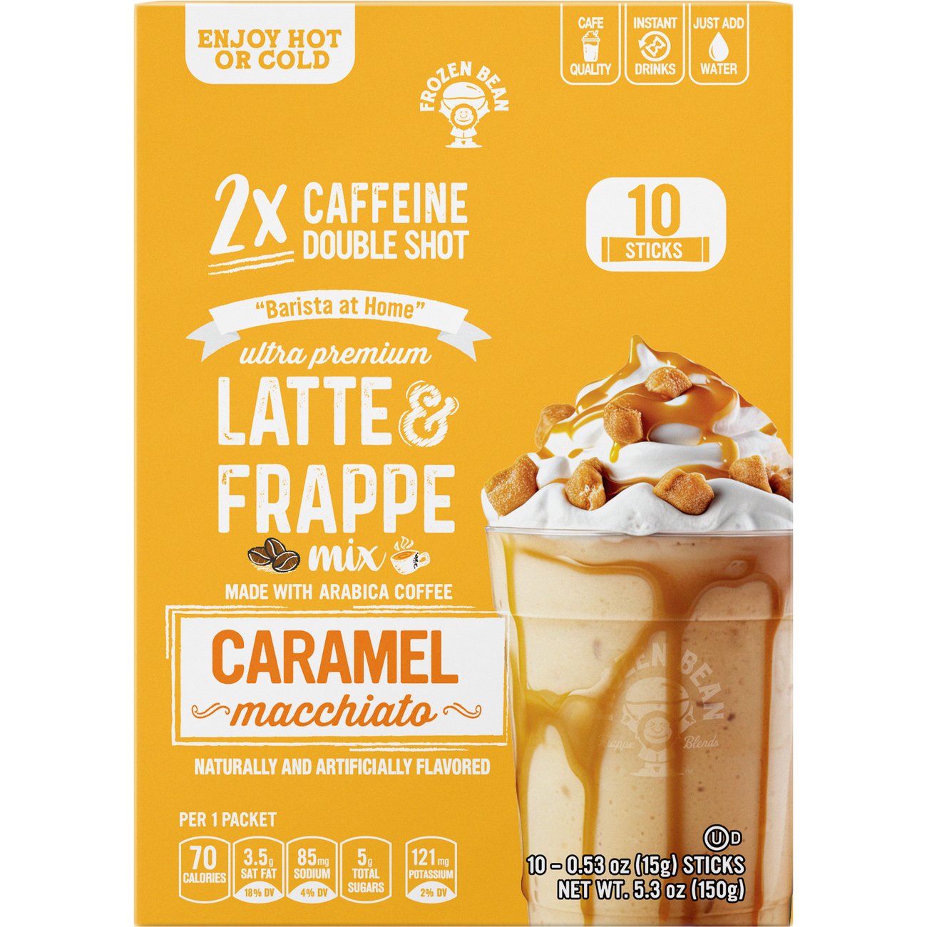 Frozen Bean Latte & Frappe Mix Flavored Coffee Packets - Caramel ...