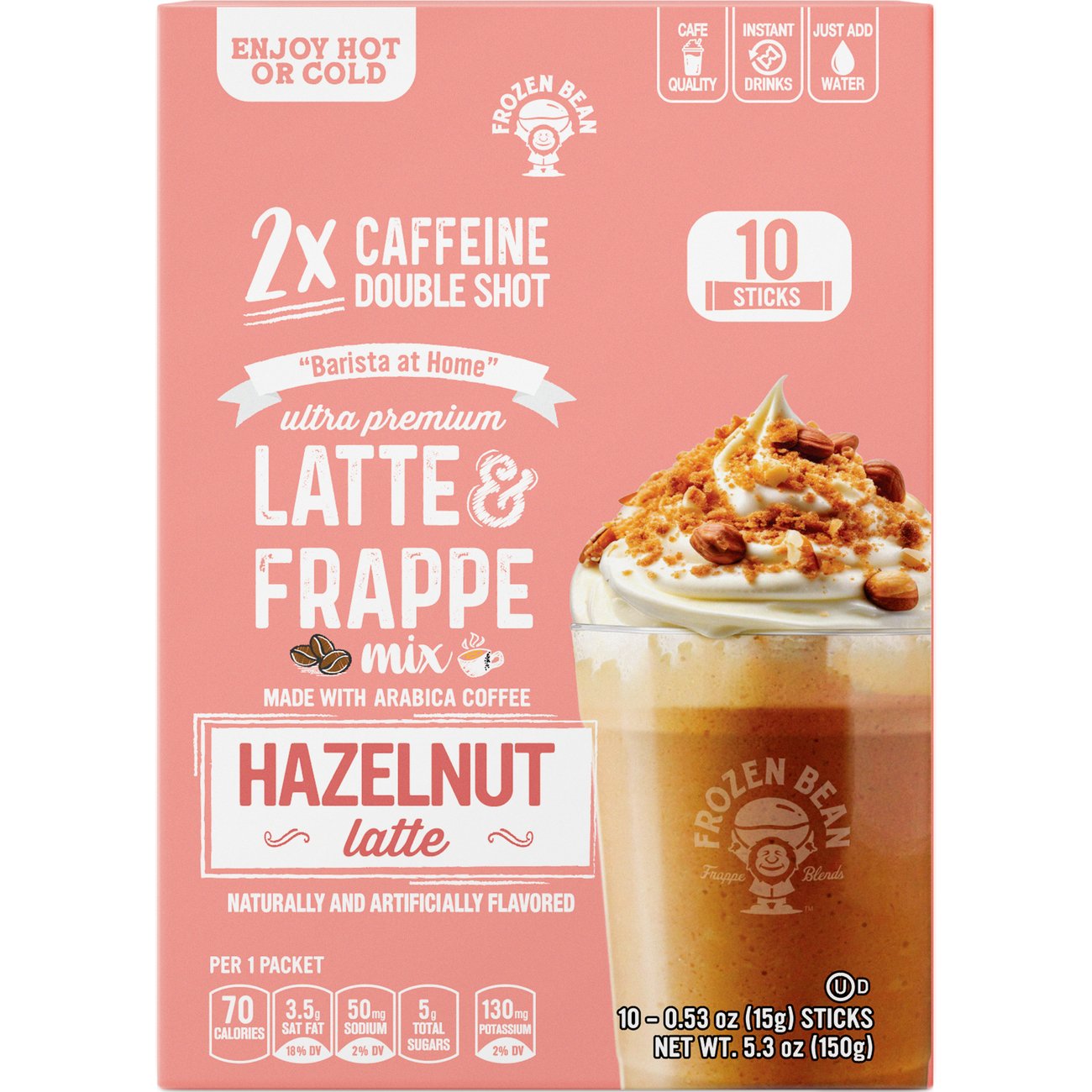 Frozen Bean Latte & Frappe Mix Flavored Coffee Packets - Hazelnut Latte ...