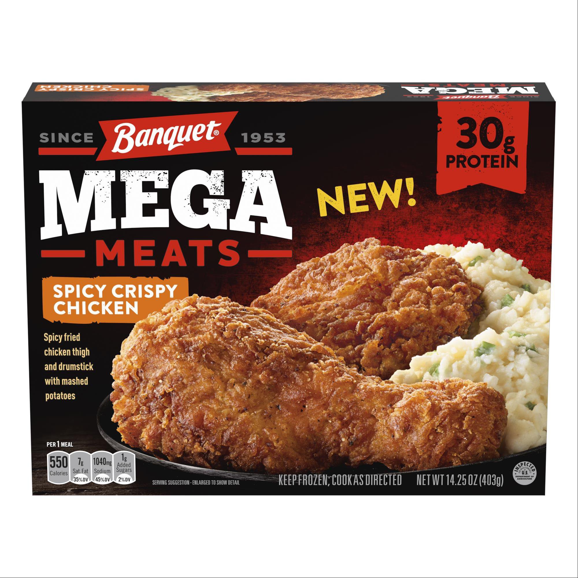 Banquet Mega Meats 30g Protein Spicy Crispy Chicken Frozen Meal - Shop ...