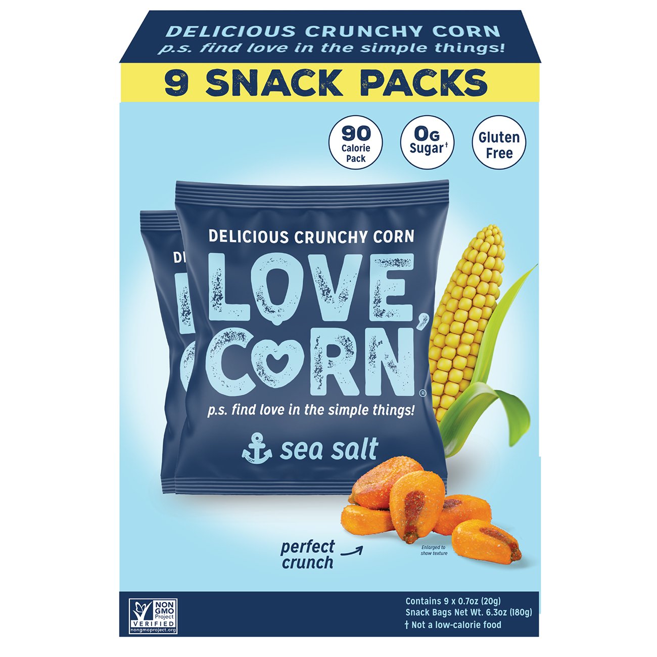 LOVE CORN Crunchy Corn Snack Packs - Sea Salt - Shop Nuts & seeds at H-E-B