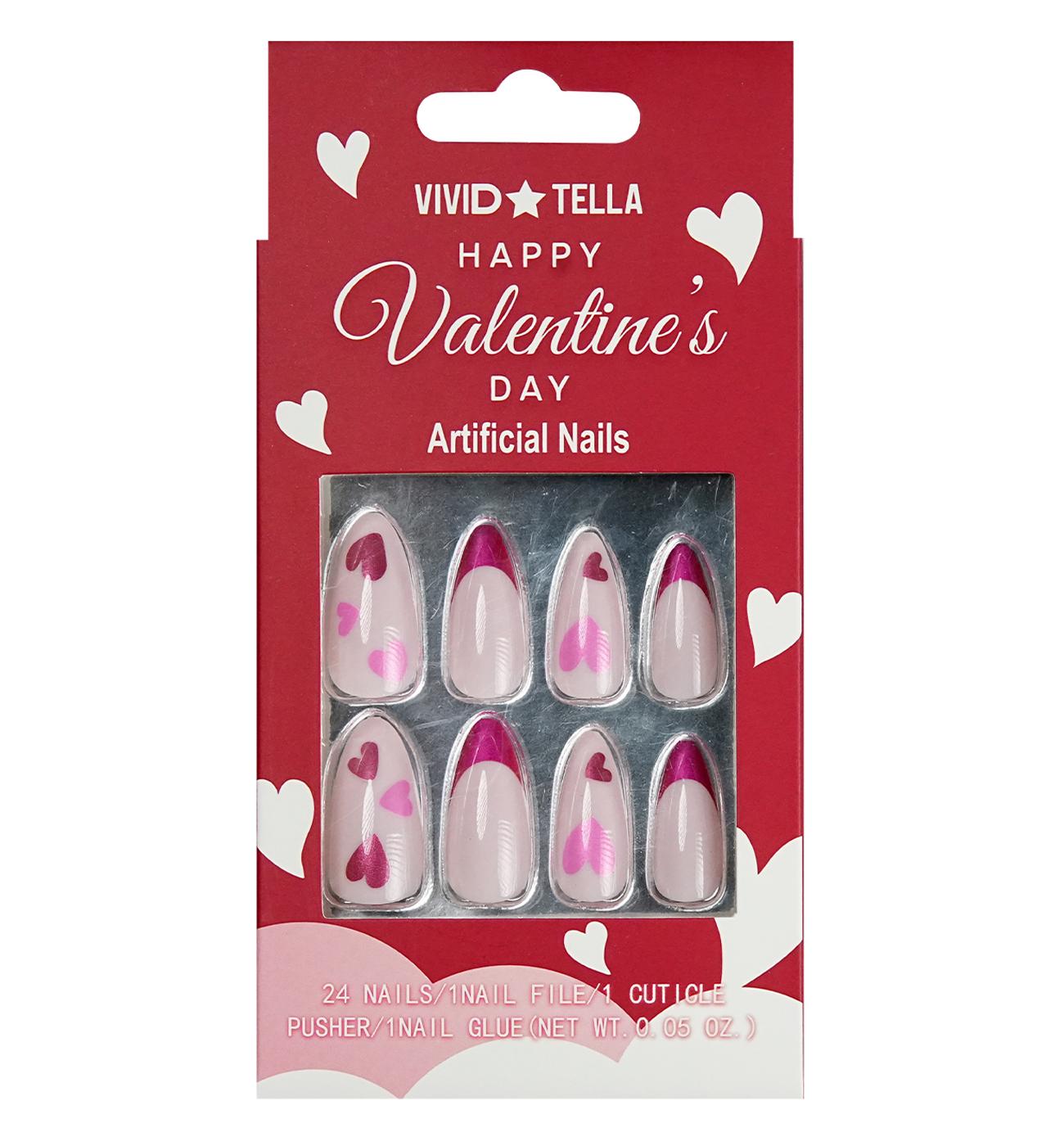 Vivid Tella Valentines Pink Hearts Nail Set - Shop Nail sets at H-E-B