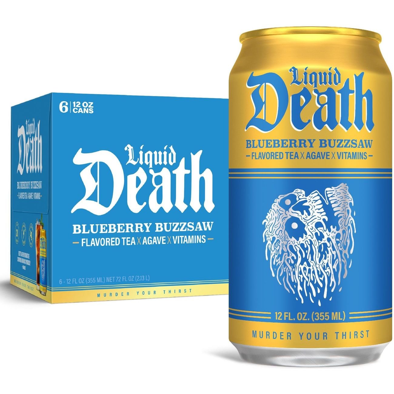Liquid Death Blueberry Buzzsaw Flavored Black Tea 6 pk Cans - Shop Tea ...