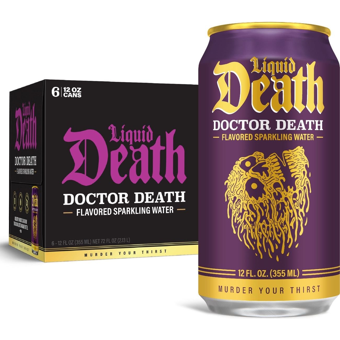 Liquid Death Doctor Death Cherry Cream Spice-Flavored Sparkling Water 6 ...