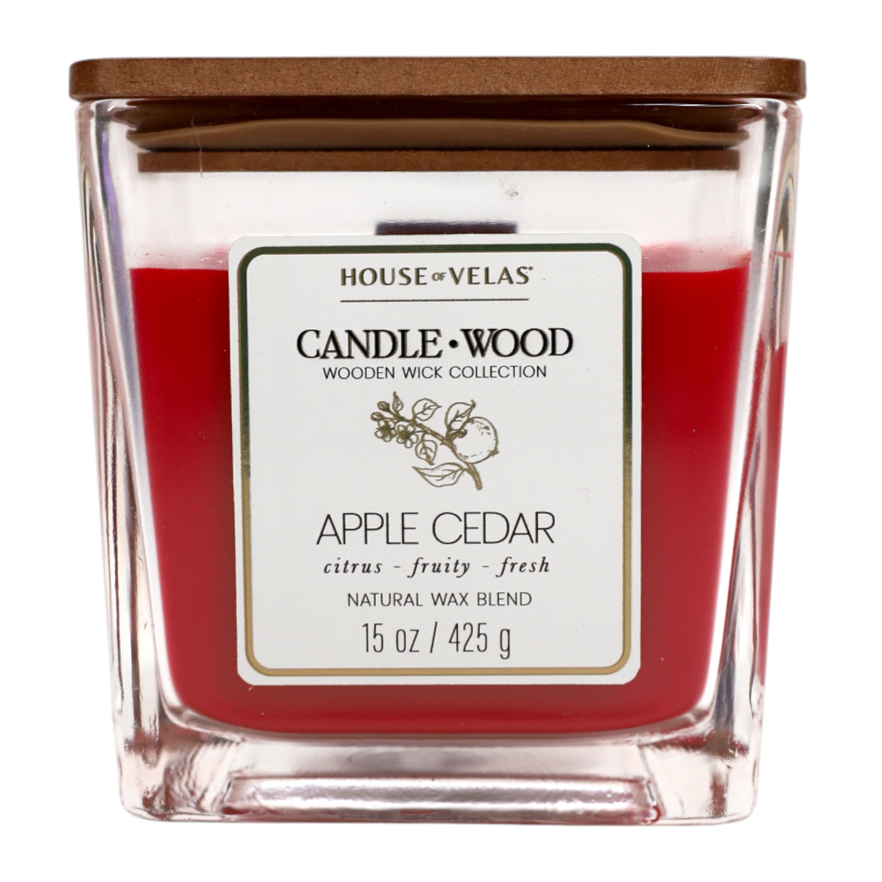 House of Velas Apple Cedar Scented Wooden Wick Candle - Shop Candles at ...