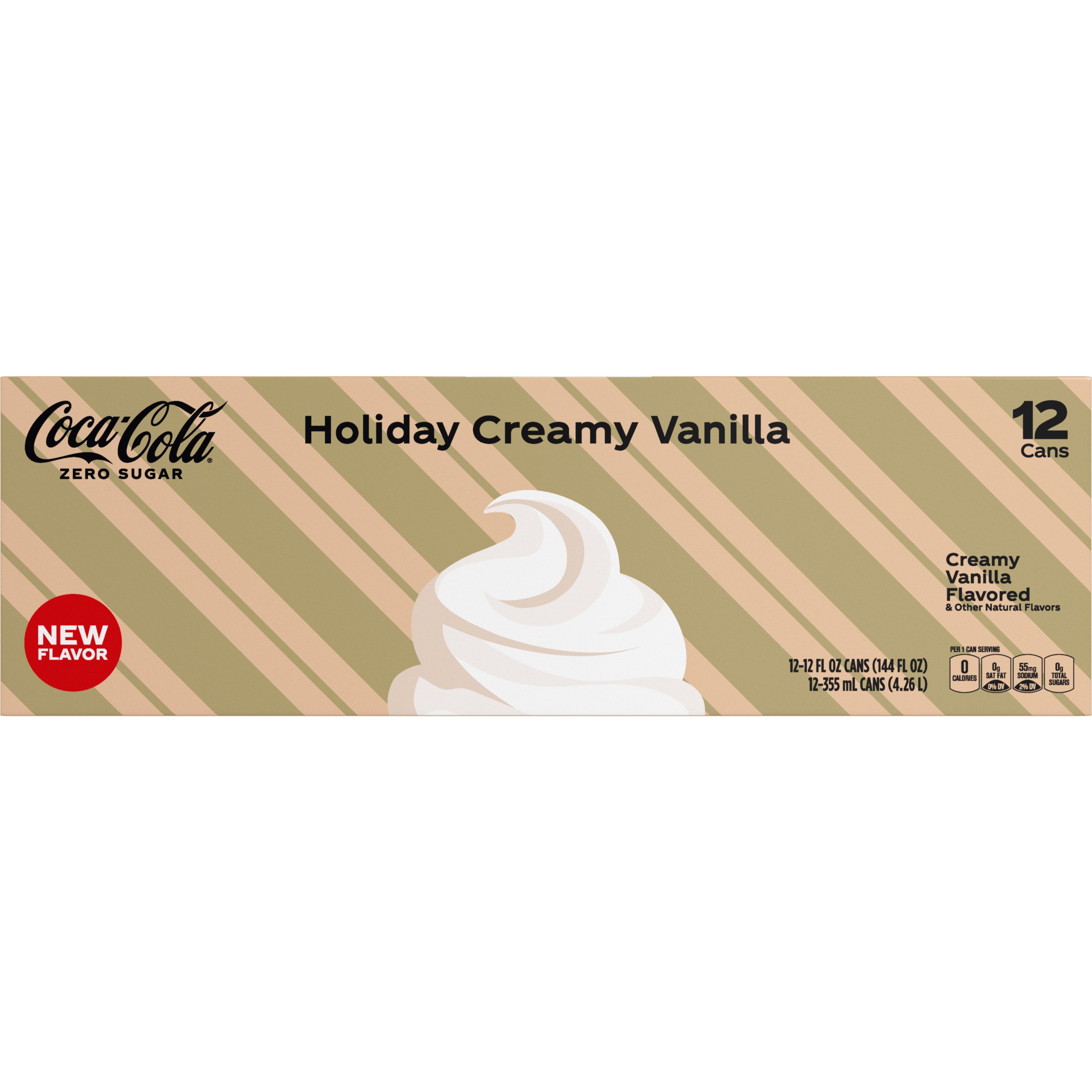 Coca-Cola Zero Sugar Holiday Creamy Vanilla Soda Soft Drink 12 pk Cans ...