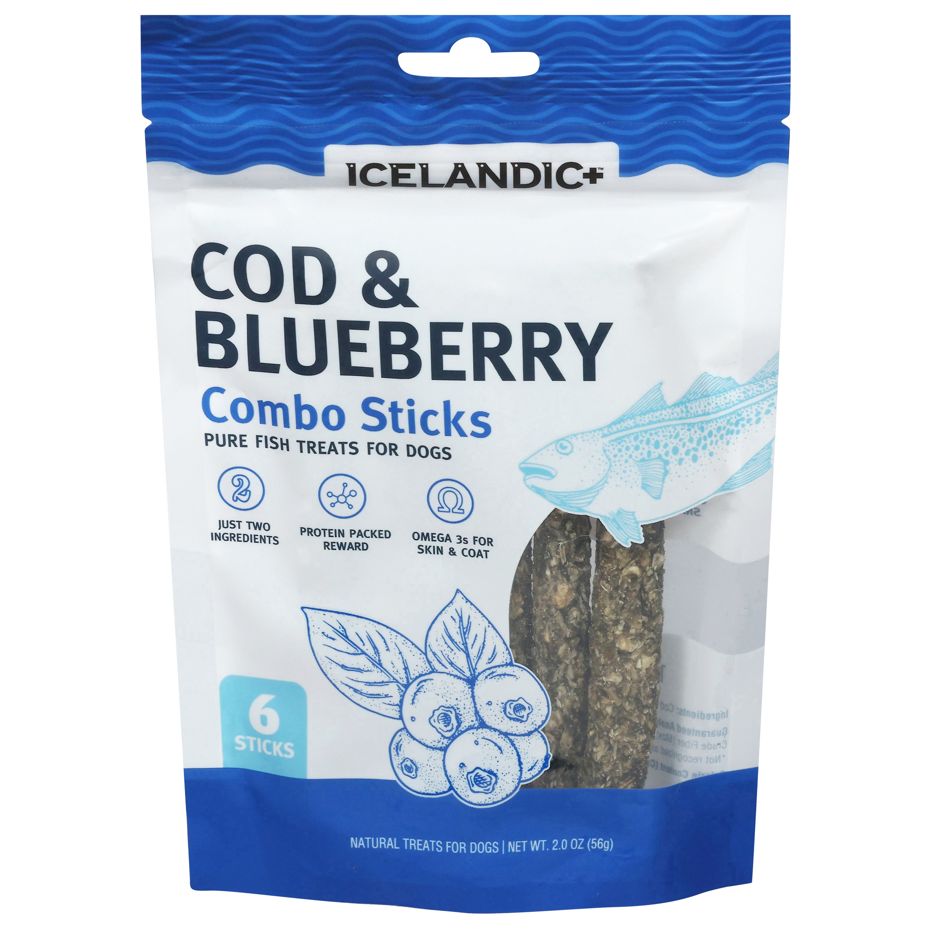 Icelandic+ Cod & Blueberry Combo Sticks Dog Treats - Shop Soft & chewy ...
