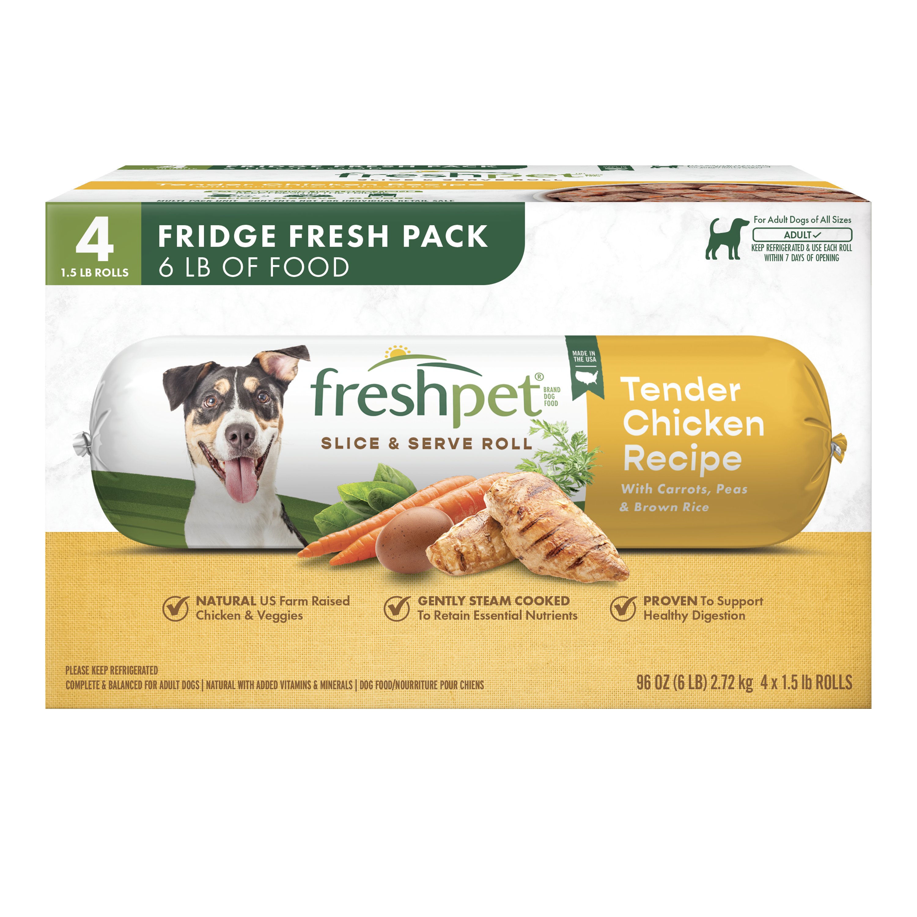 Freshpet Fridge Fresh Slice & Serve Adult Dog Food - Tender Chicken ...