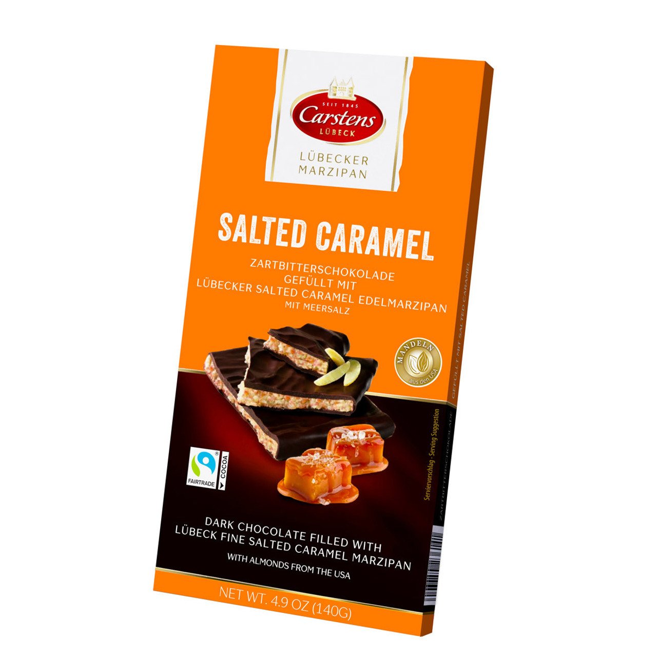 Carstens Lübecker Dark Chocolate Salted Caramel Marzipan Bar, 4.9 oz ...