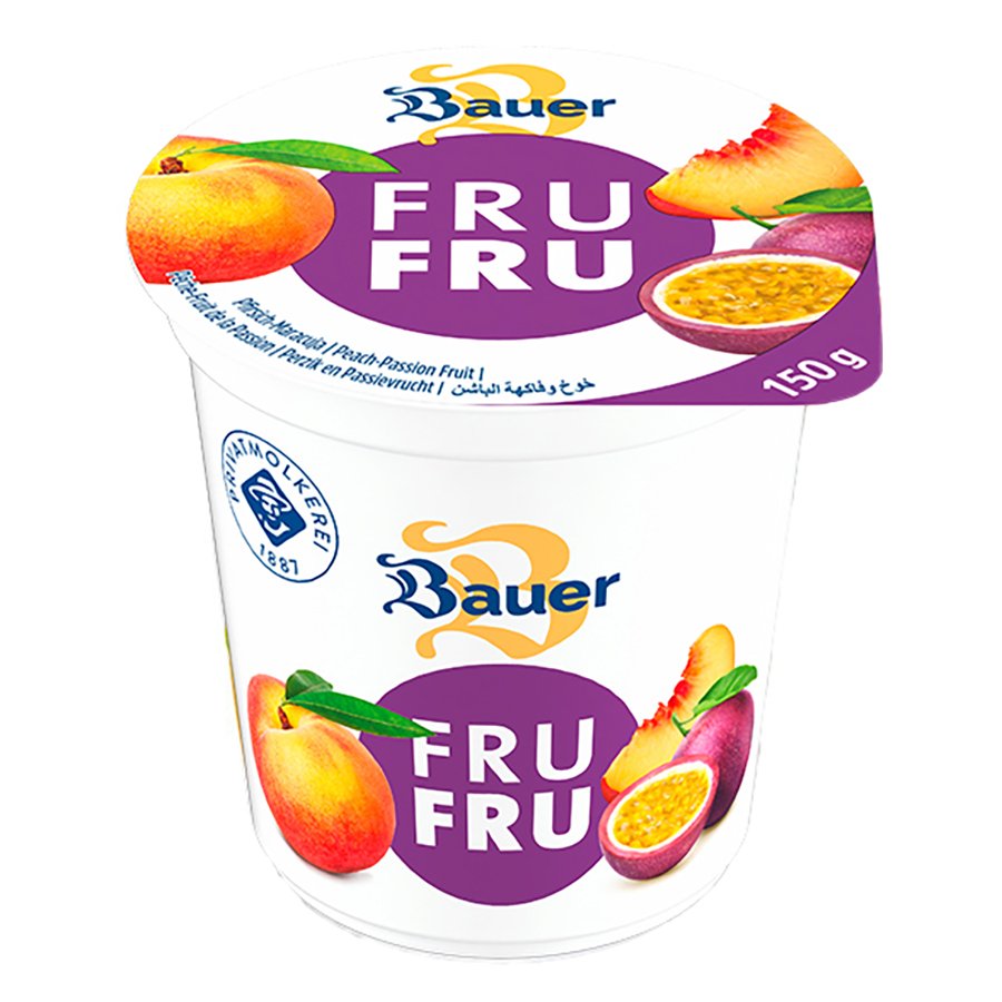 Bauer Fru Fru Peach Passion Fruit Yogurt, 150 g | Central Market ...