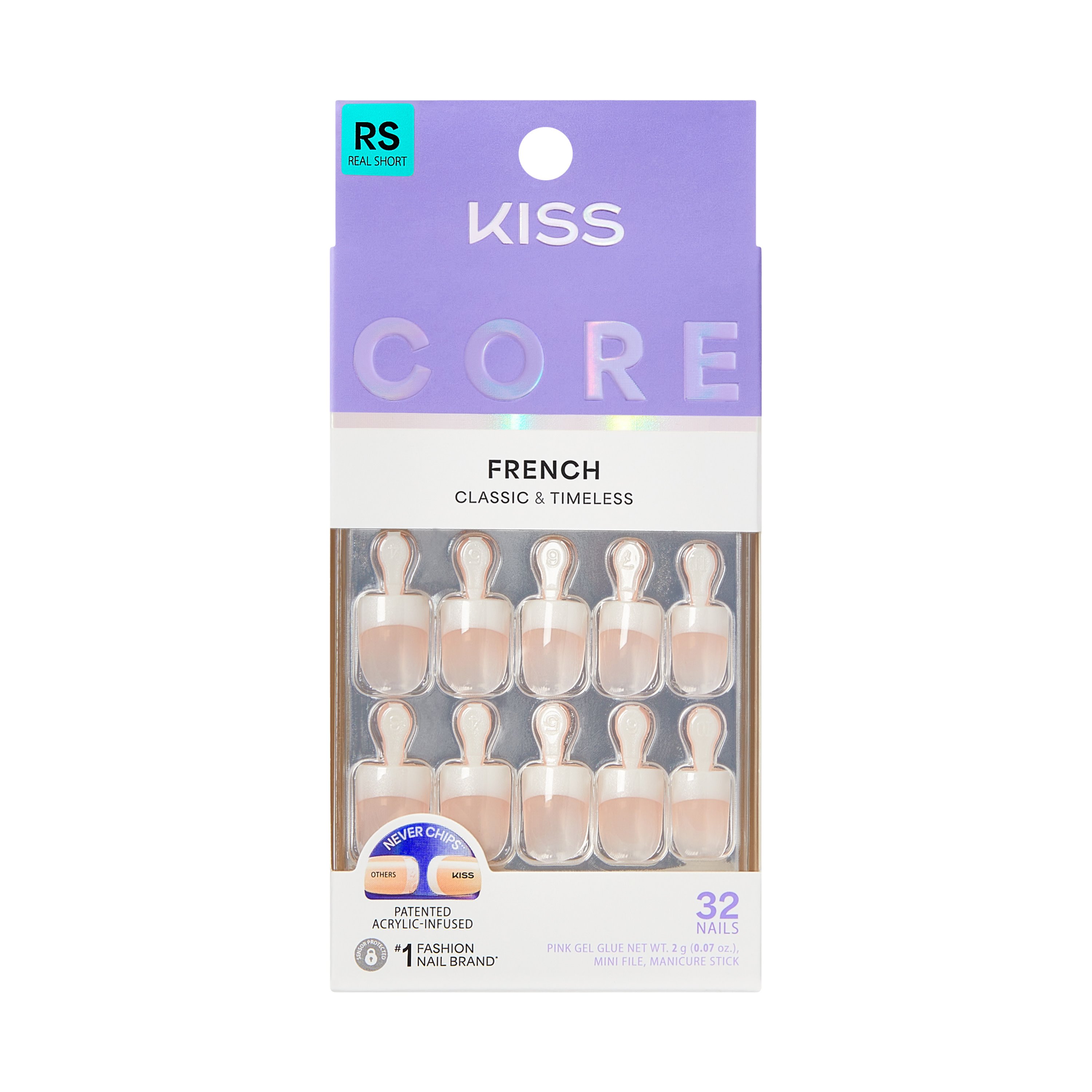 KISS CORE French Nails - I Wish (White Square Real Short Nails) - Shop ...