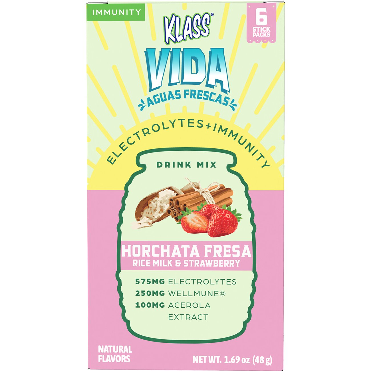 Klass Vida Aguas Frescas Electrolytes + Immunity Stick Packs - Horchata ...