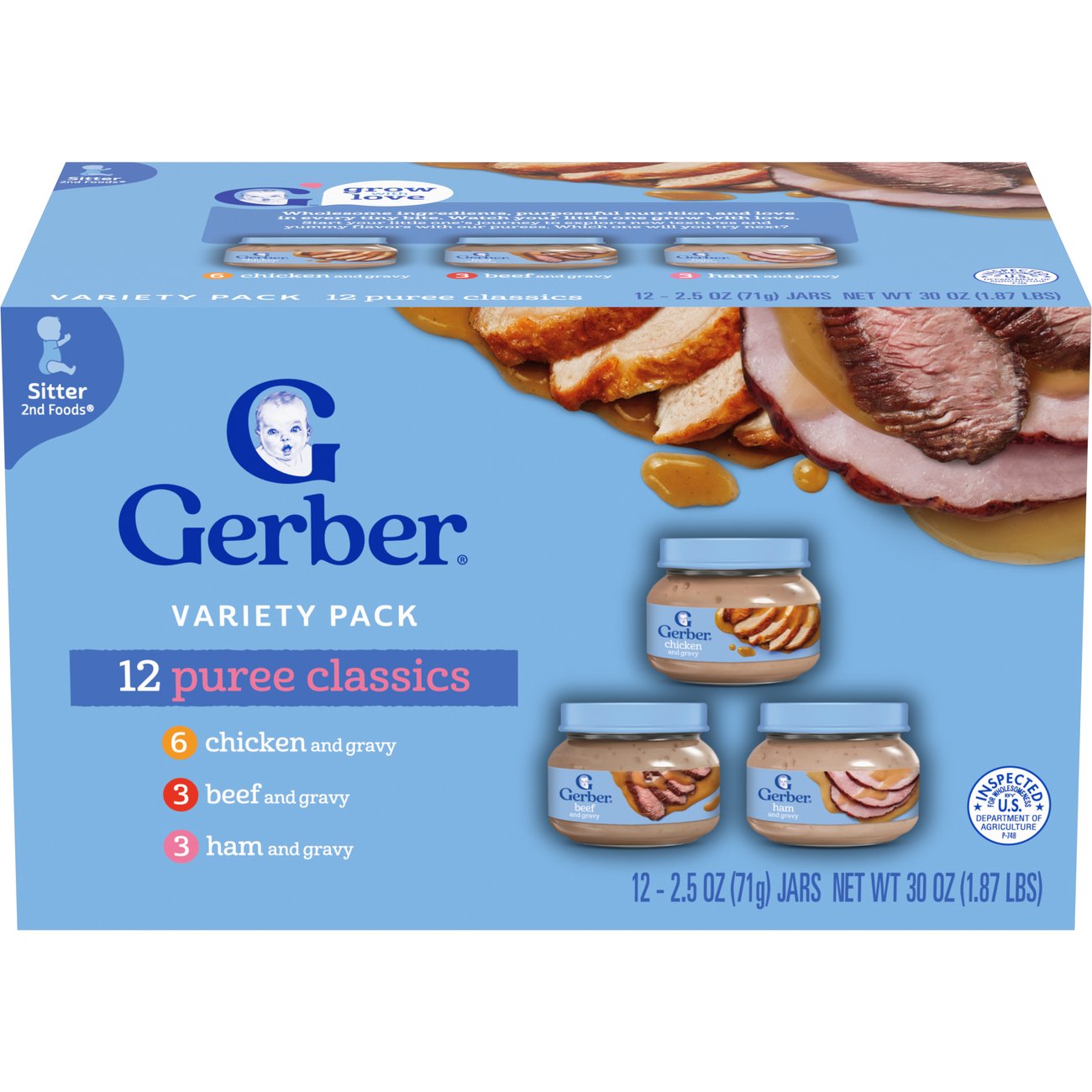 Gerber Puree Classics Baby Food Variety Pack, 2.5 oz Jars - Shop Baby ...