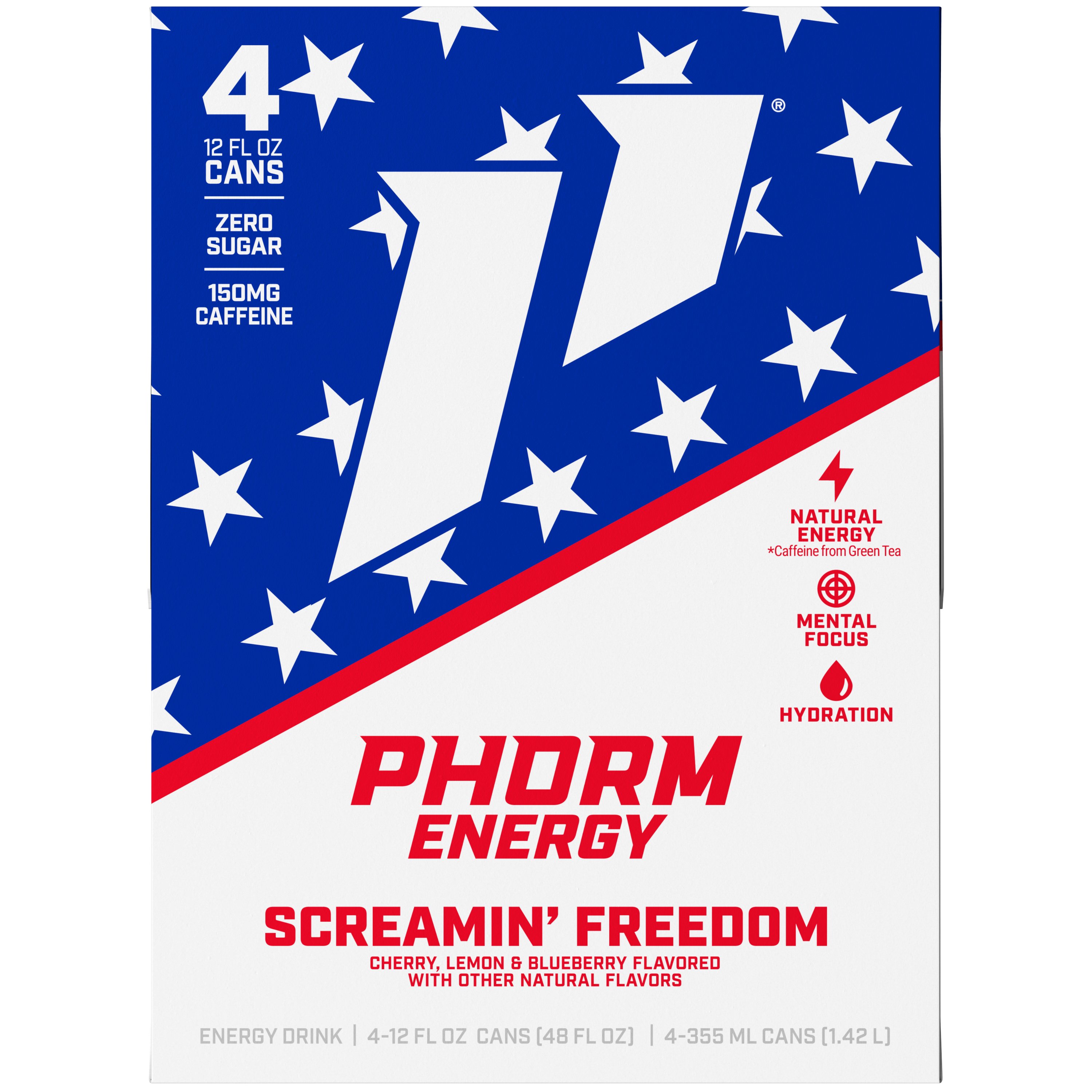 Phorm Energy Drink 4 pk Cans - Screamin' Freedom - Shop Sports & energy ...