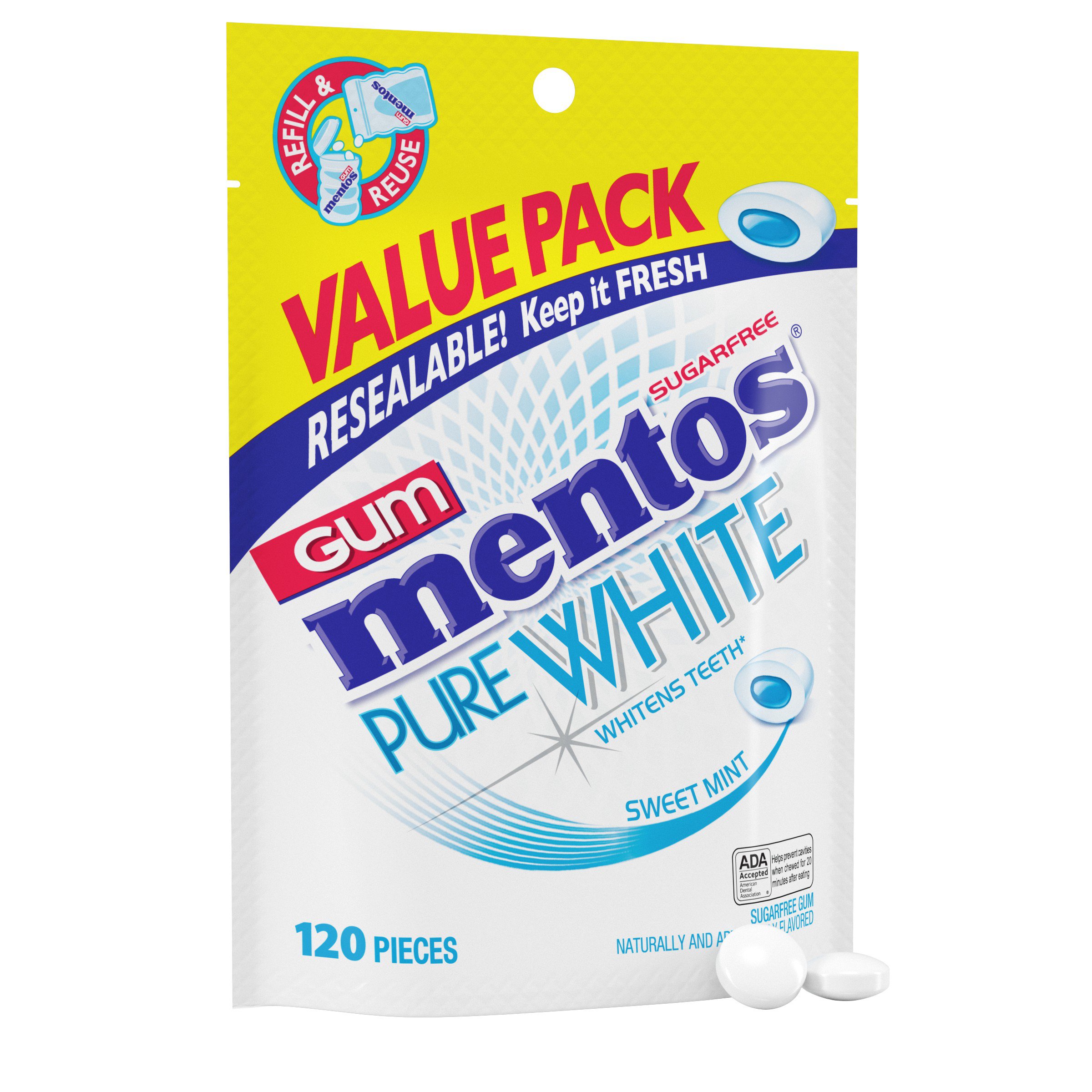 Mentos Pure White Sweet Mint Gum - Value Pack - Shop Gum & mints at H-E-B