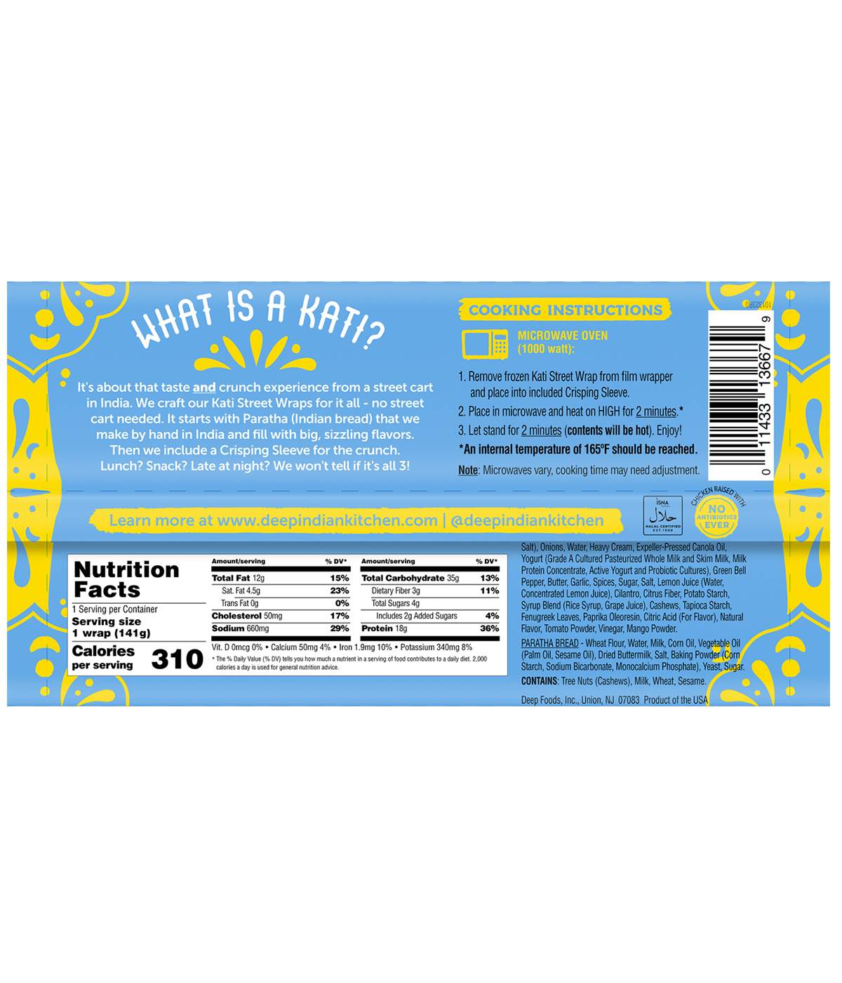 Deep Indian Kitchen 18g Protein Butter Chicken Kati Street Wrap - Shop ...