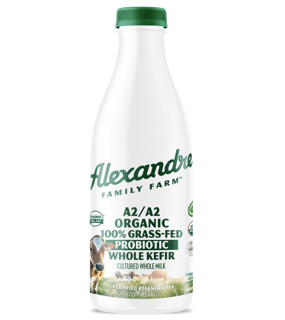 Alexandre Family Farm A2 Organic Grass-Fed Whole Kefir, 28 fl oz ...