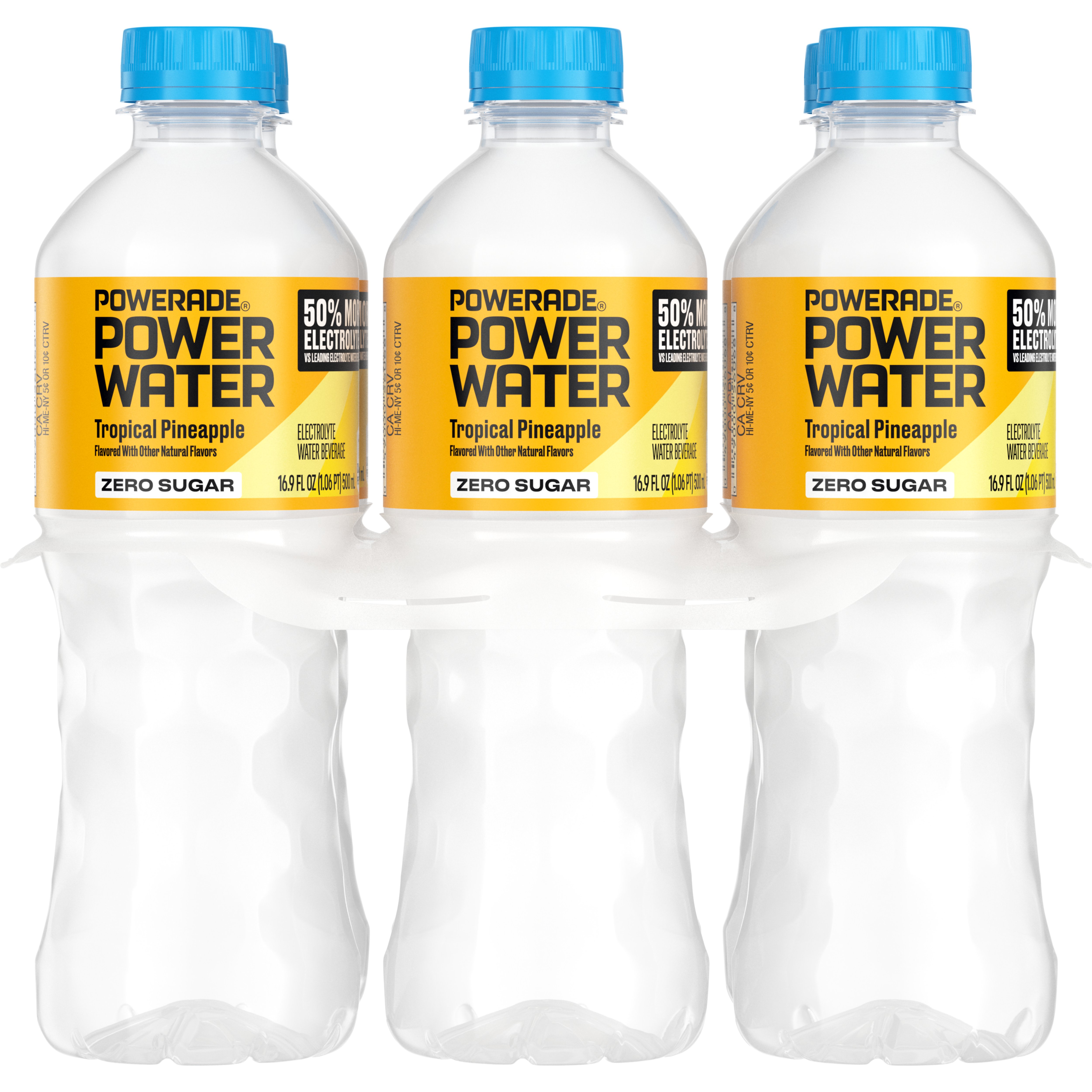 Powerade Zero Sugar Power Water Tropical Pineapple Electrolyte Beverage ...