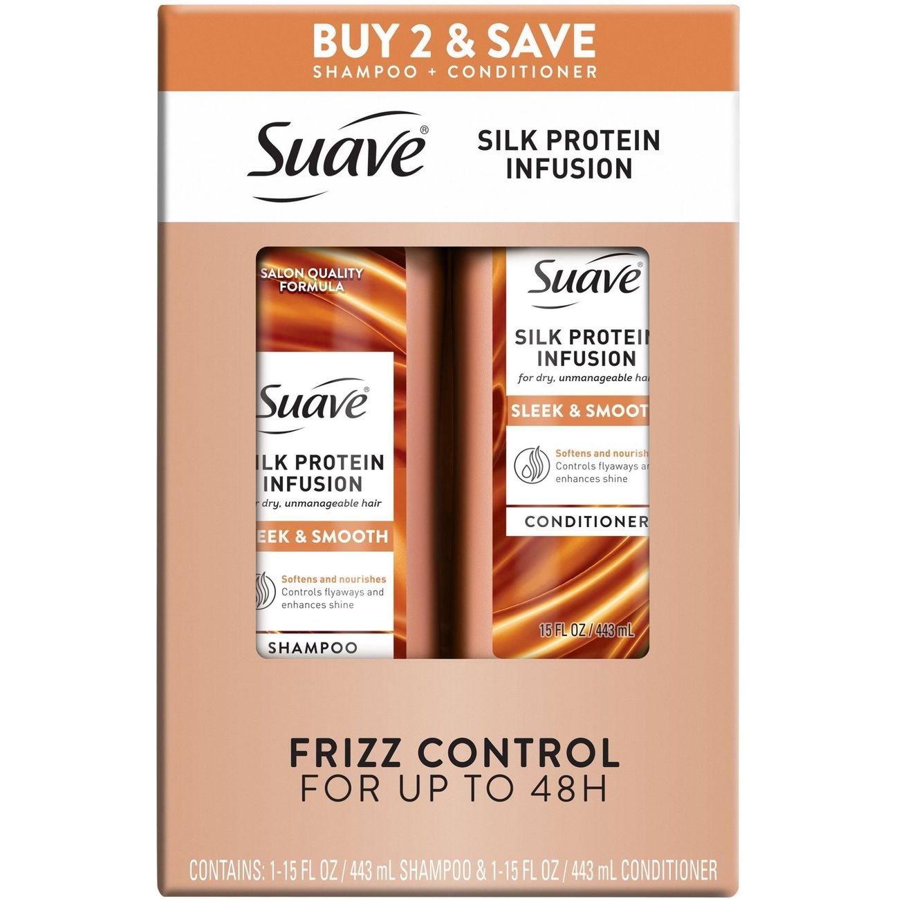 Suave Silk Protein Infusion Sleek & Smooth Shampoo & Conditioner 2 pk ...