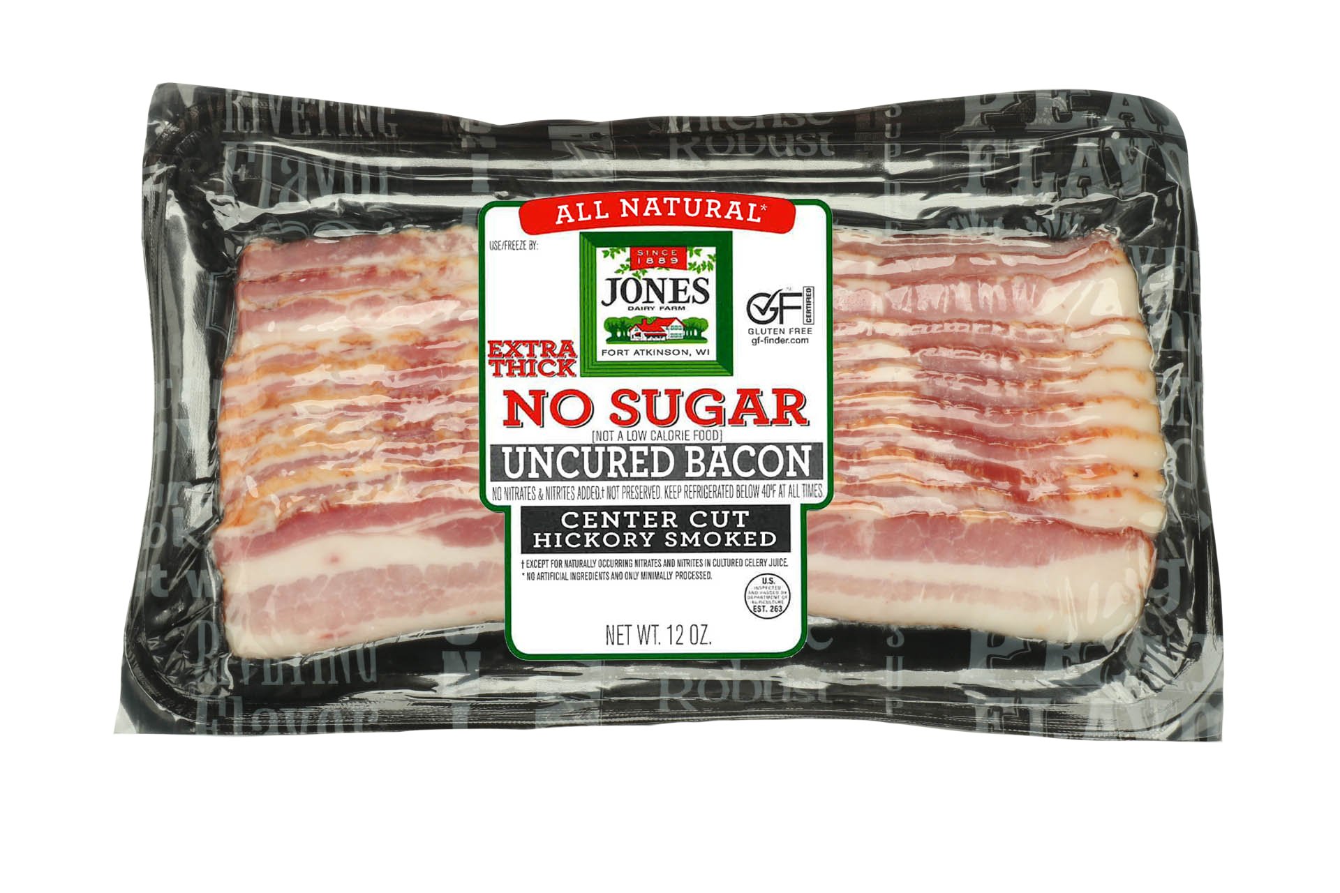 Jones Dairy Farm All Natural No Sugar Extra Thick Cut Bacon, 12 oz ...
