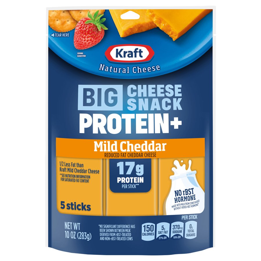 Kraft Big Protein Cheese Sticks - Reduced Fat Mild Cheddar - Shop ...