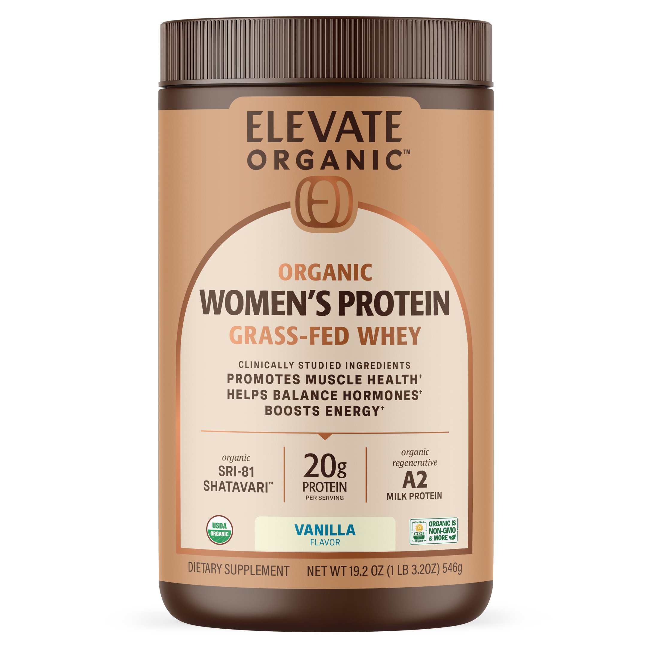 Elevate Organic 20g Grass-Fed Whey Women's Protein - Vanilla, 19.2 oz ...