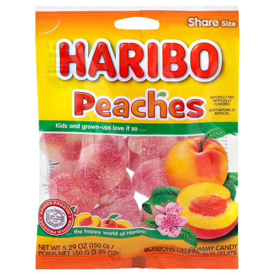 Haribo Kosher Gummi Peaches Share Size Bag - Shop Candy at H-E-B