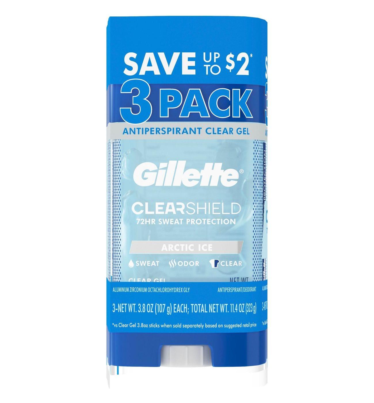 Gillette Men's Clear Gel Antiperspirant Deodorant - Arctic Ice, 3 pk ...