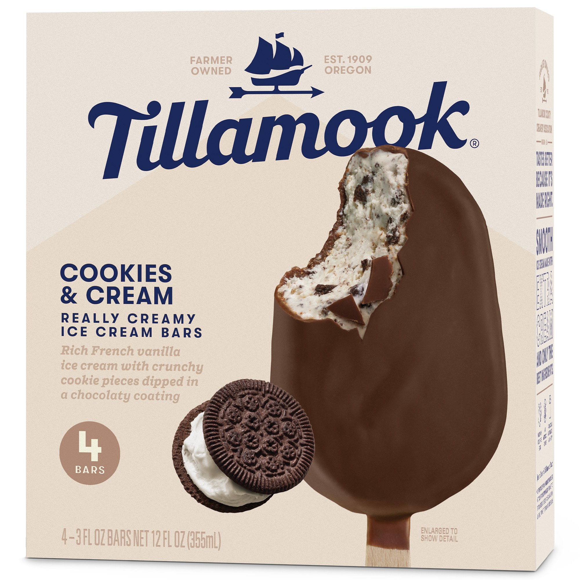 Tillamook Cookies & Cream Ice Cream Bars - Shop Bars & pops at H-E-B