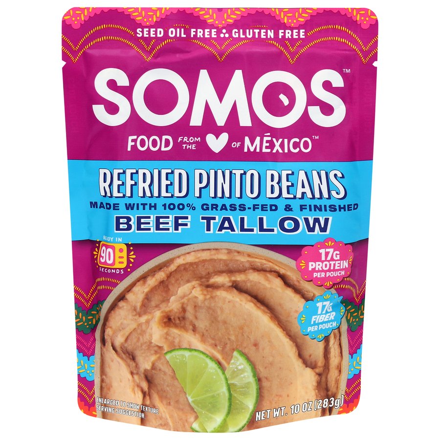 SOMOS Refried Pinto Beans with Grass Fed Beef Tallow - Shop Beans ...