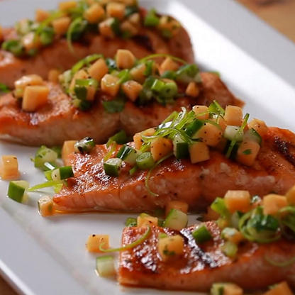 Grilled Salmon with Cucumber Melon Salsa Recipe from H-E-B