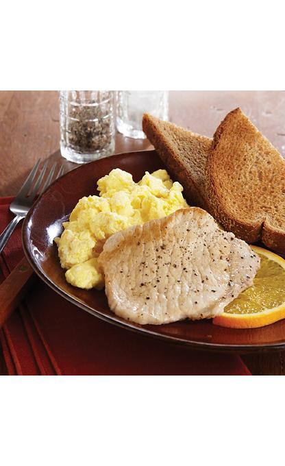 Scrambled Eggs and Pork Chop with Toast Recipe from H-E-B