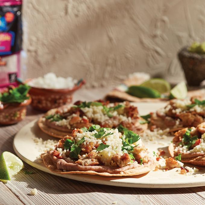 Bean and Chicken Tostadas Recipe from H-E-B