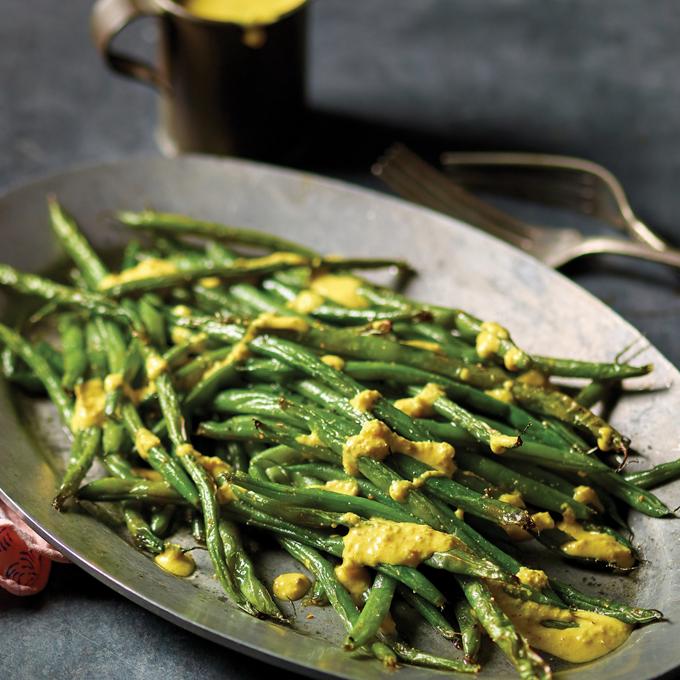 Charred Green Beans with Creamy Turmeric and Almond Dressing Recipe ...
