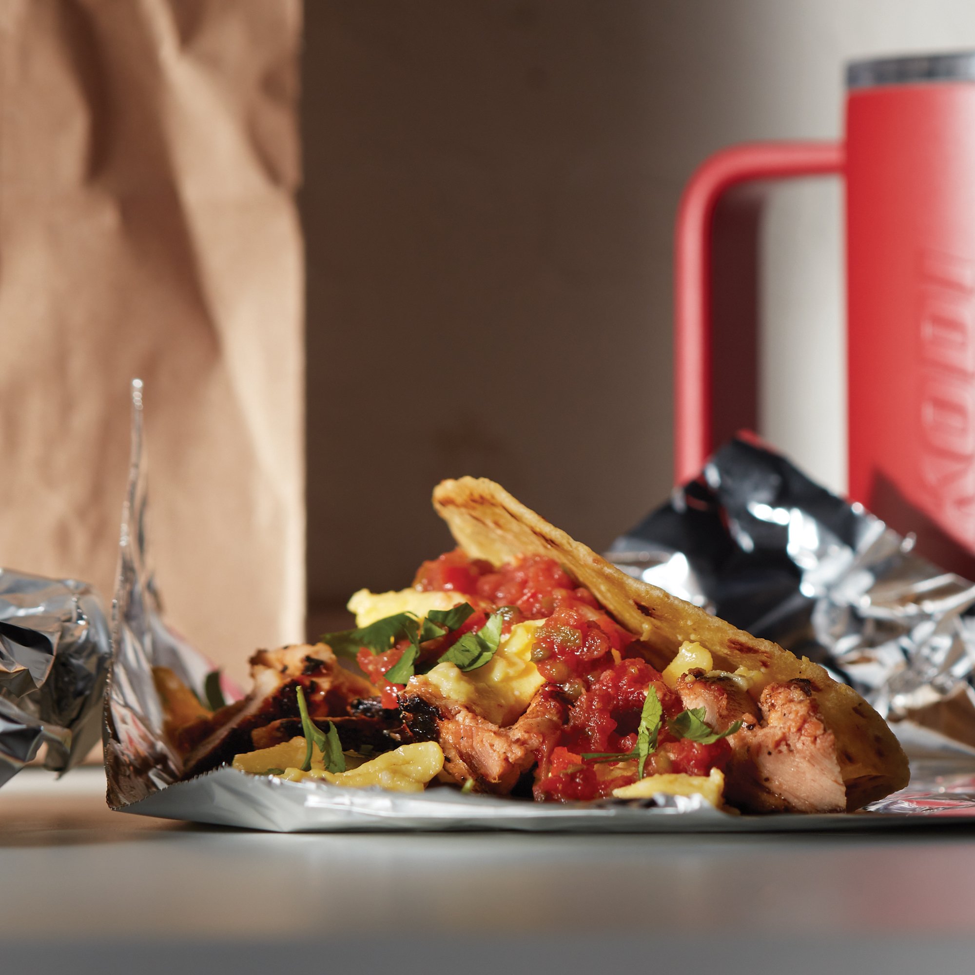 Flaming Chicken Breakfast Taco Recipe from H-E-B