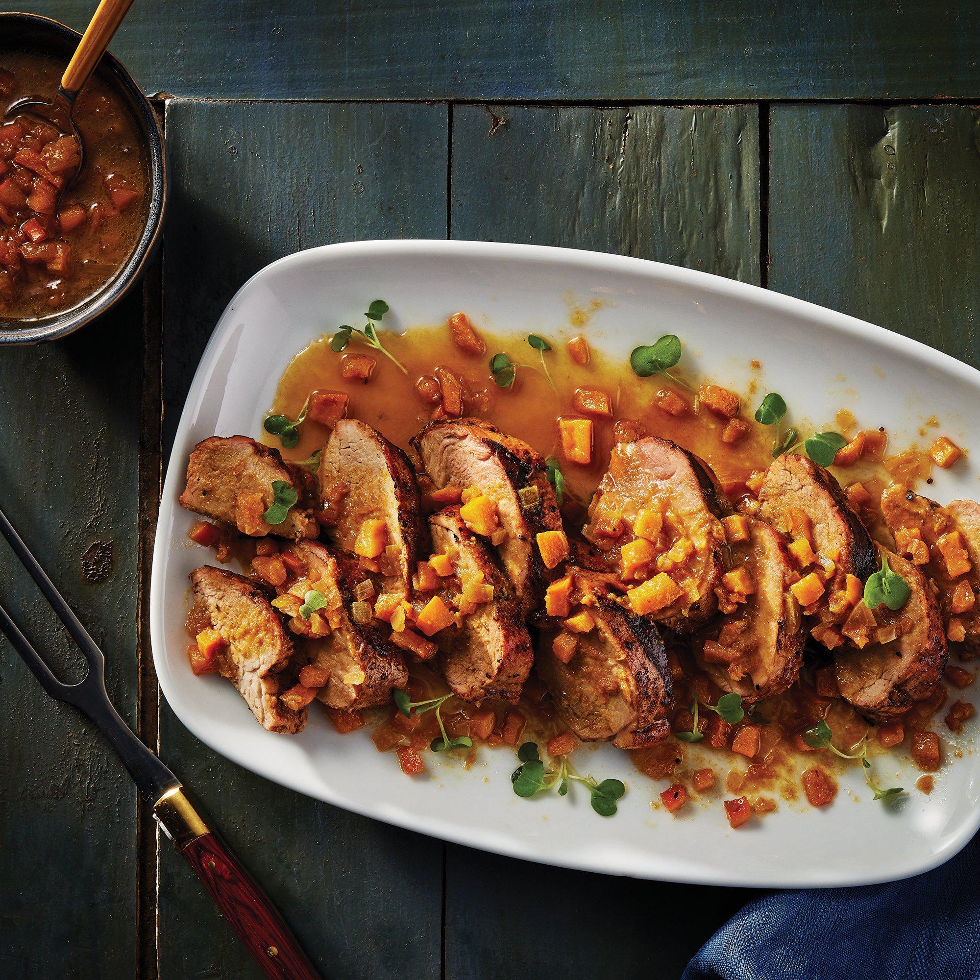 Grilled Pork Tenderloin with Persimmons Agrodolce Recipe from H-E-B Grilled Pork Tenderloin with Persimmons Agrodolce Recipe from H-E-B