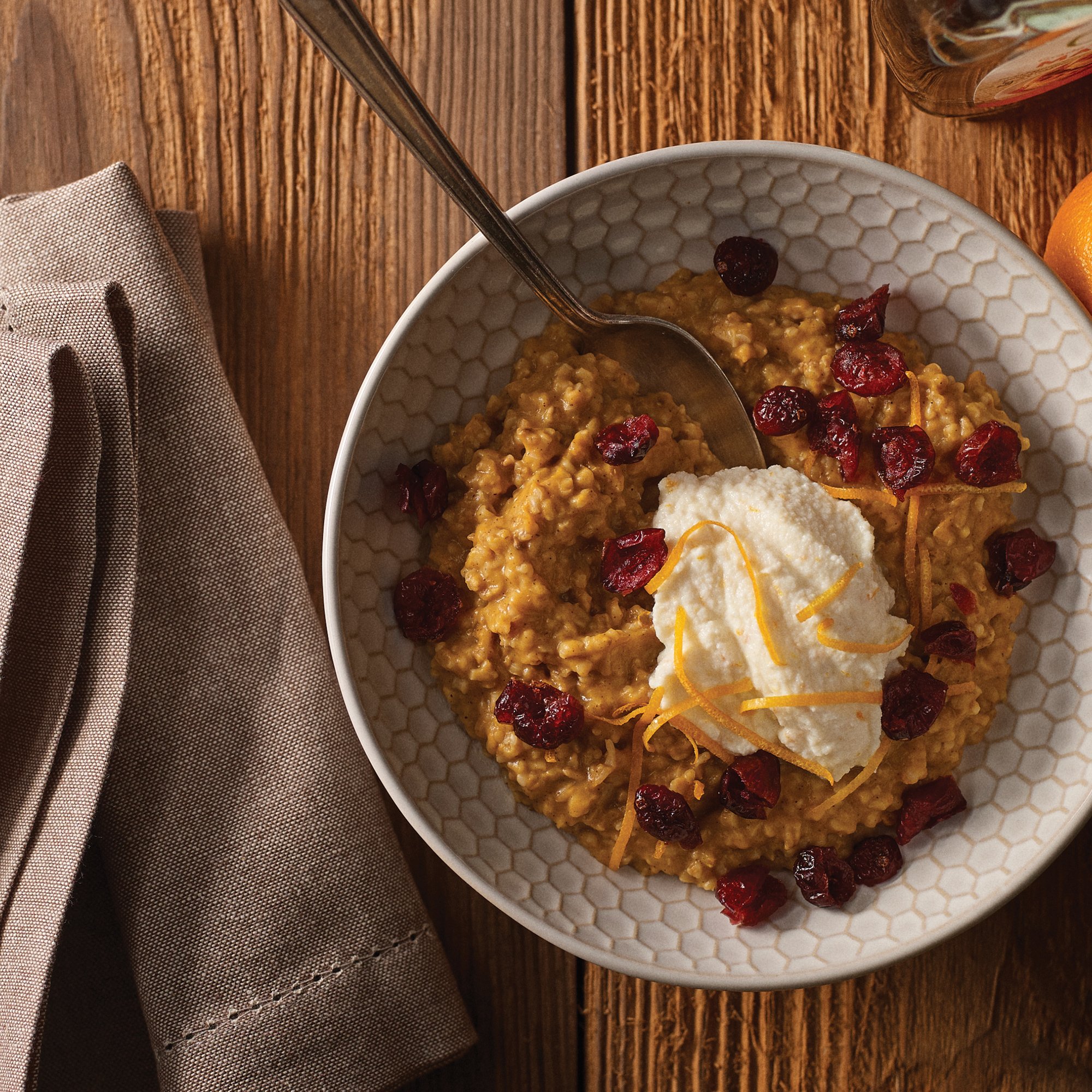 Pumpkin Spiced Oats with Cranberries and Ricotta Recipe from H-E-B