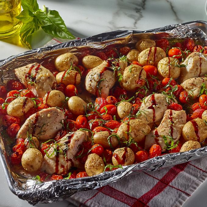 Sheet Pan Bruschetta Chicken with Potatoes Recipe from H-E-B